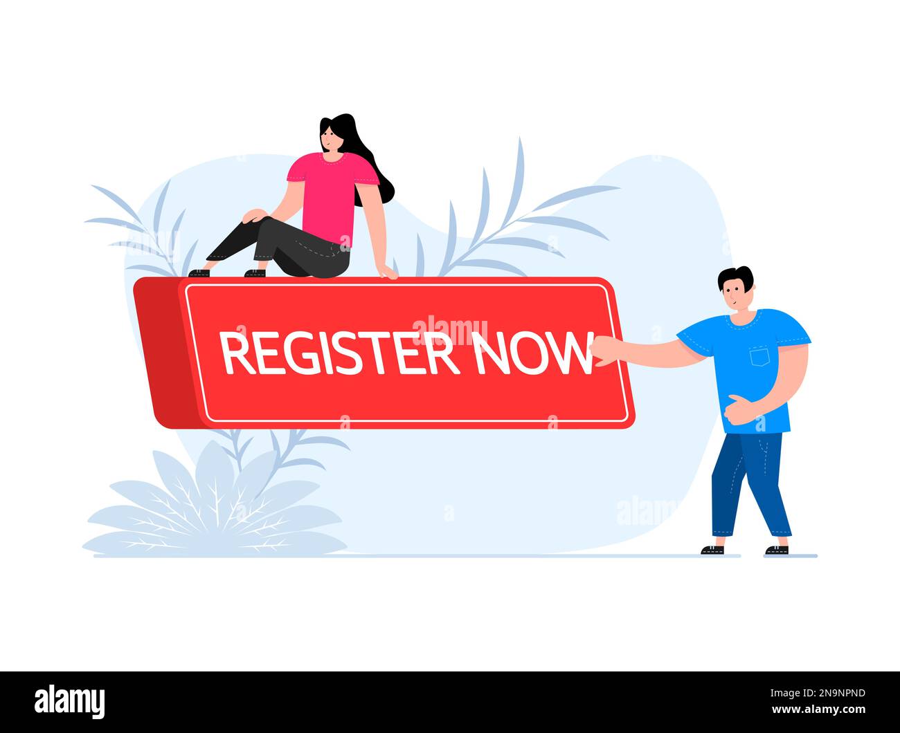 People press button with text Register Now. Click button for app and ...