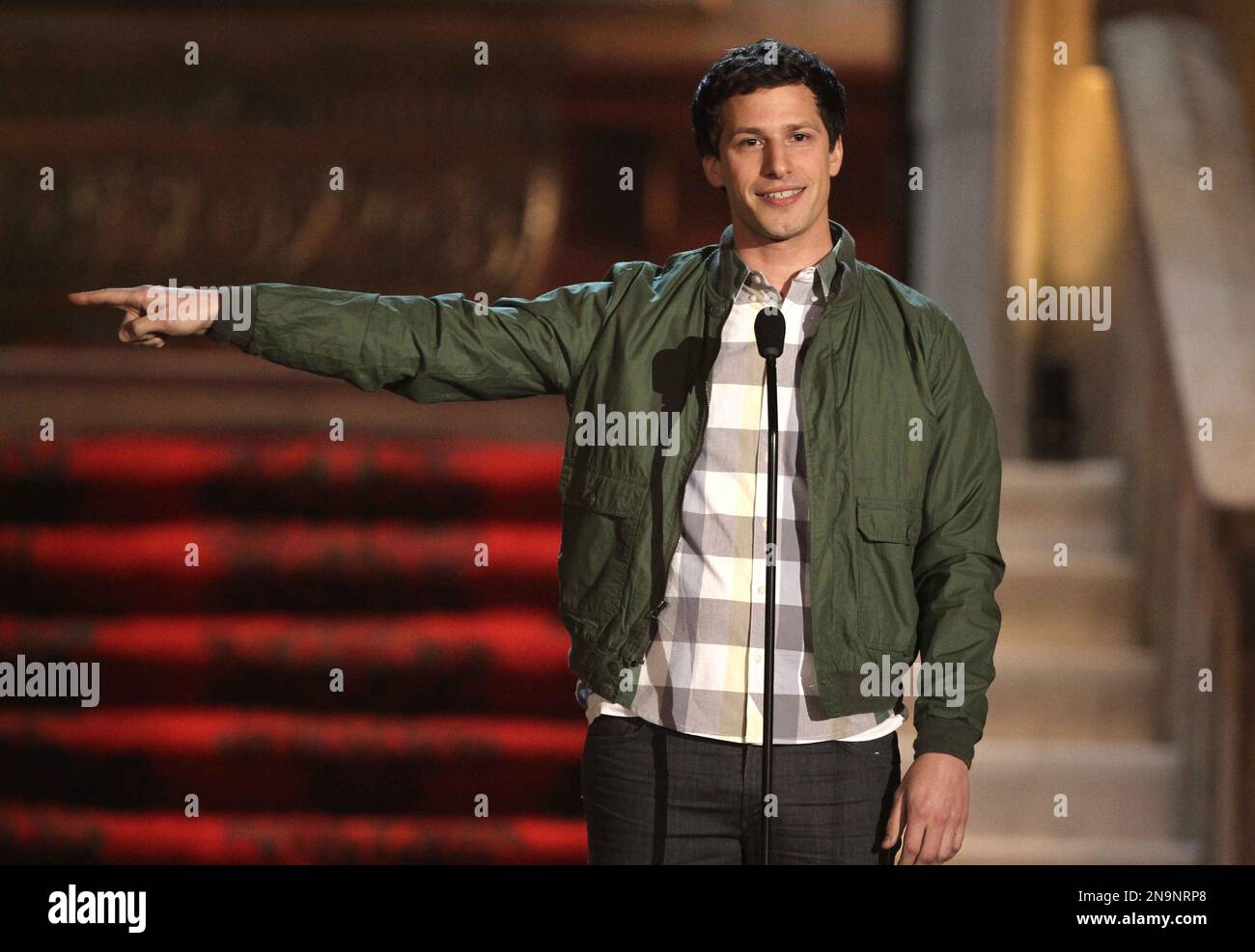 Andy Samberg presents the brass balls award onstage at the 2012 Guys ...