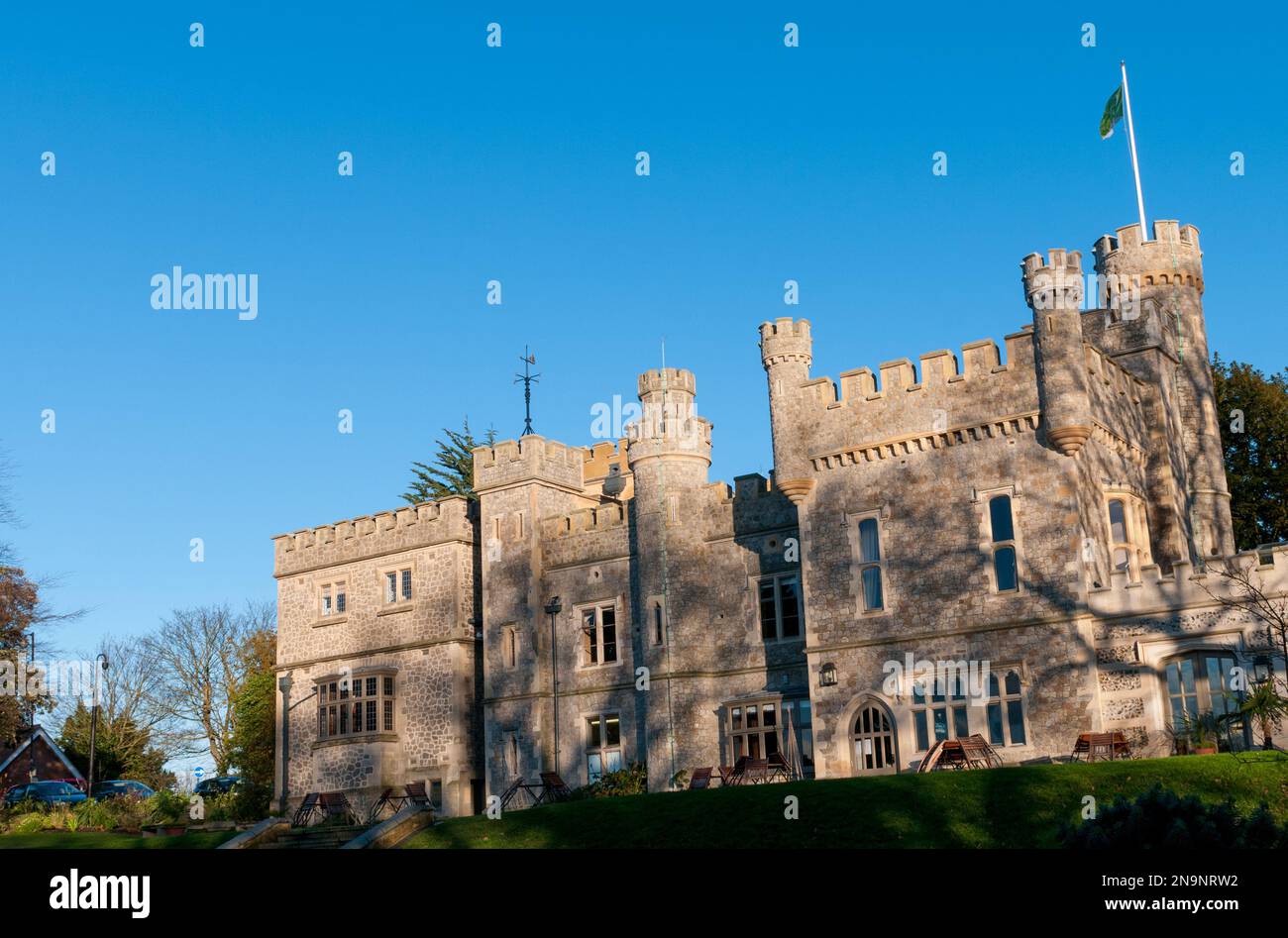 Facade of the landmark of Whitstable Castle and gardens in Kent United ...