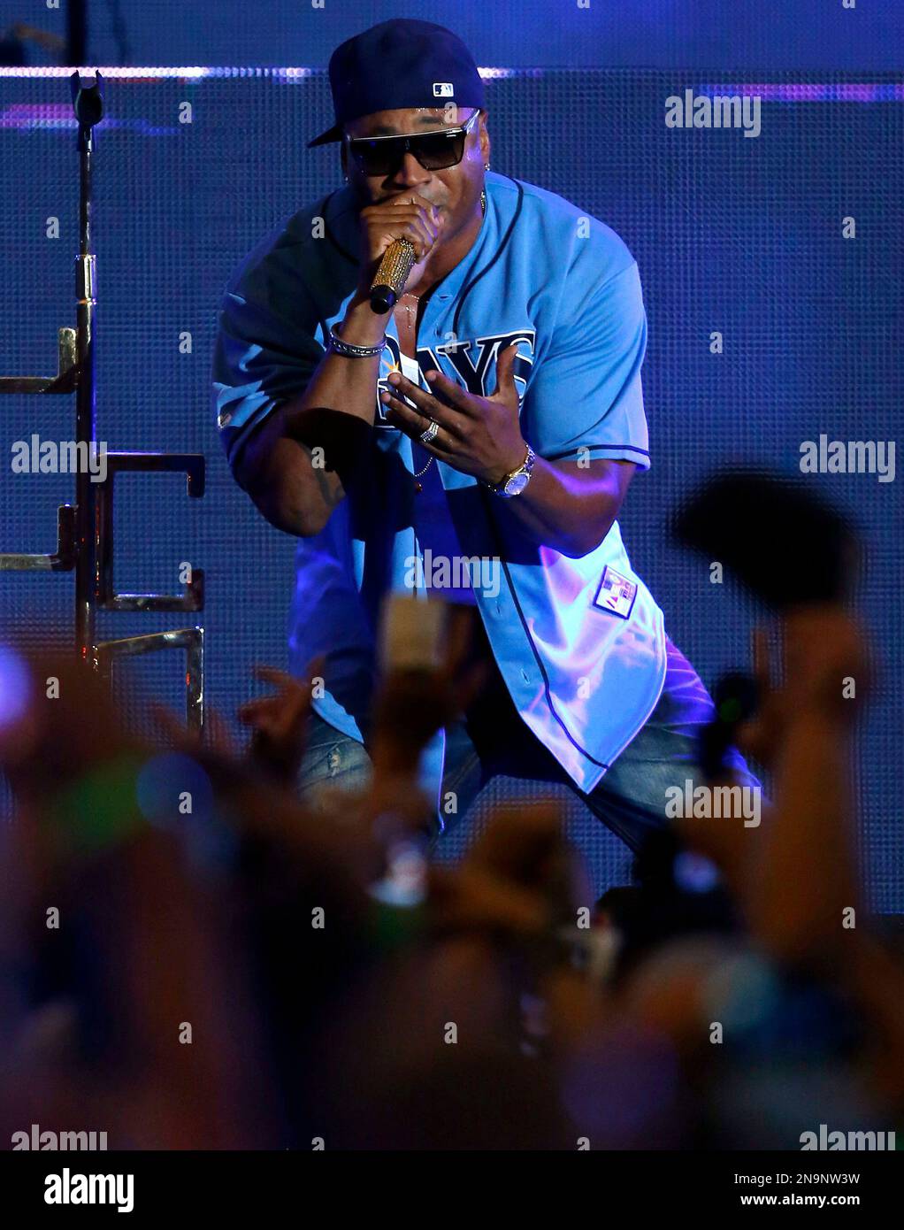 Raper and actor LL Cool J performs an on-field concert following the ...