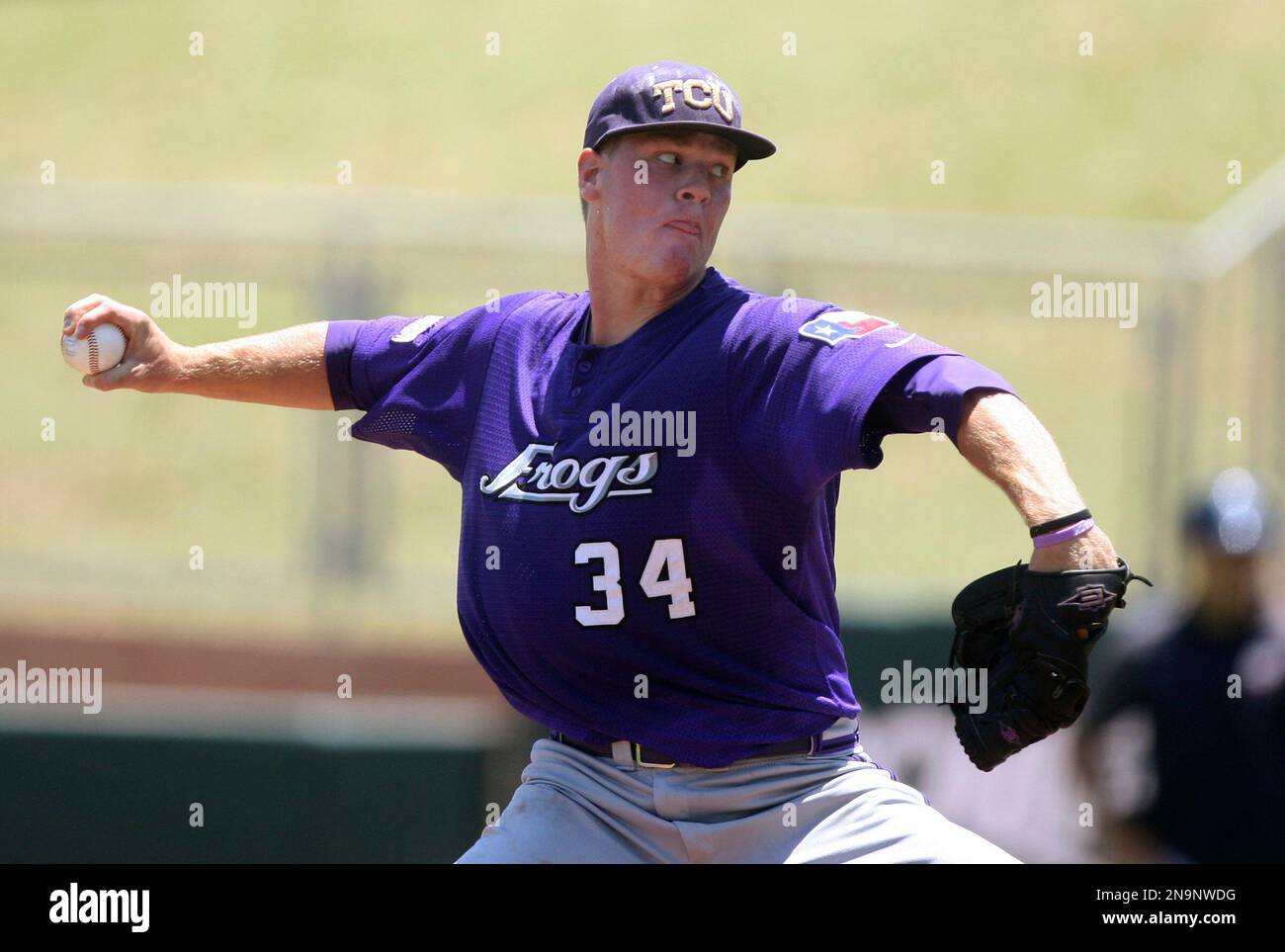 TCU's Andrew Mitchell pitches against Dayton during an NCAA college ...