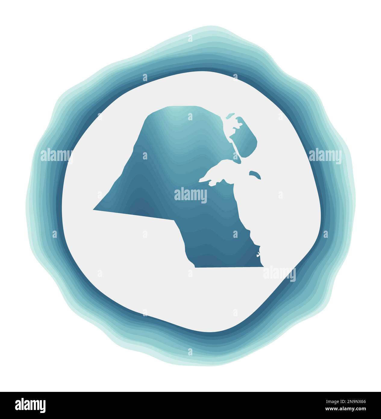 Kuwait logo. Badge of the country. Layered circular sign around Kuwait ...