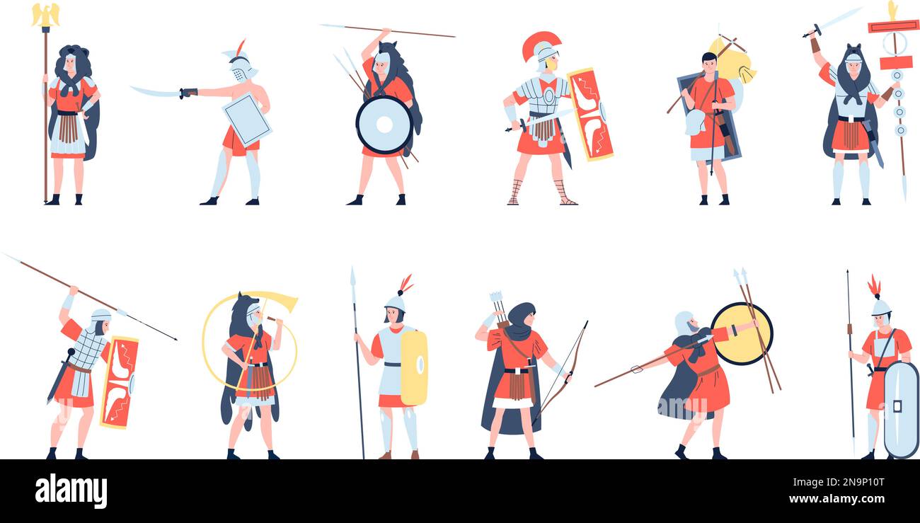 Ancient Rome Military Symbols Army Ancient Roman Soldiers Set. Greek