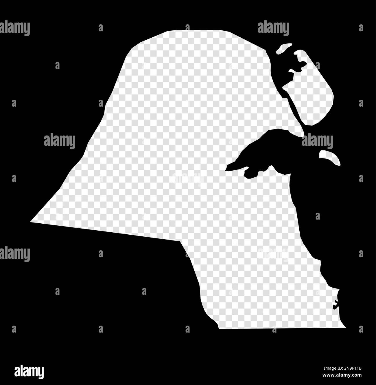 Stencil map of Kuwait. Simple and minimal transparent map of Kuwait ...