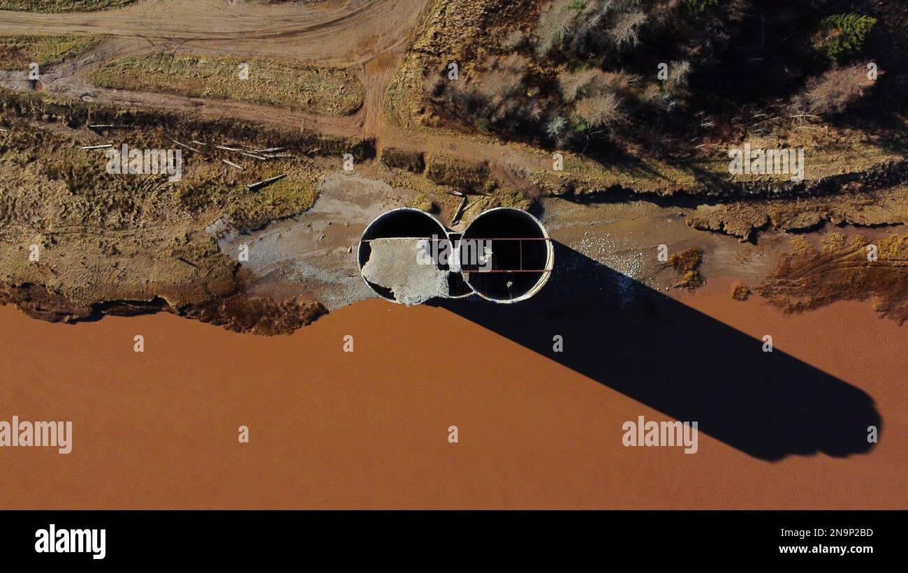 An aerial shot of twin concrete silos Hillsborough Gypsum Plant Silos ...