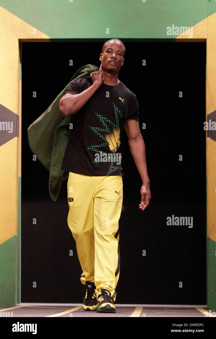 A model displays a Jamaica Olympic kit designed by Cedella Marley ...