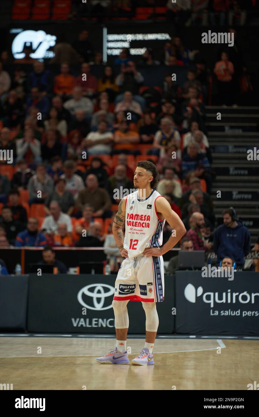 Jonah Radebaugh of Valencia basket in action during the J20 Liga Endesa ...