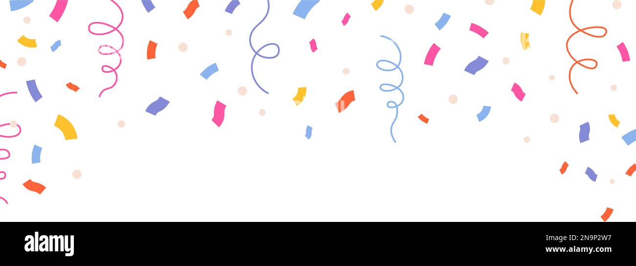 Celebrating poster with confetti. Festive banner, anniversary, birthday ...