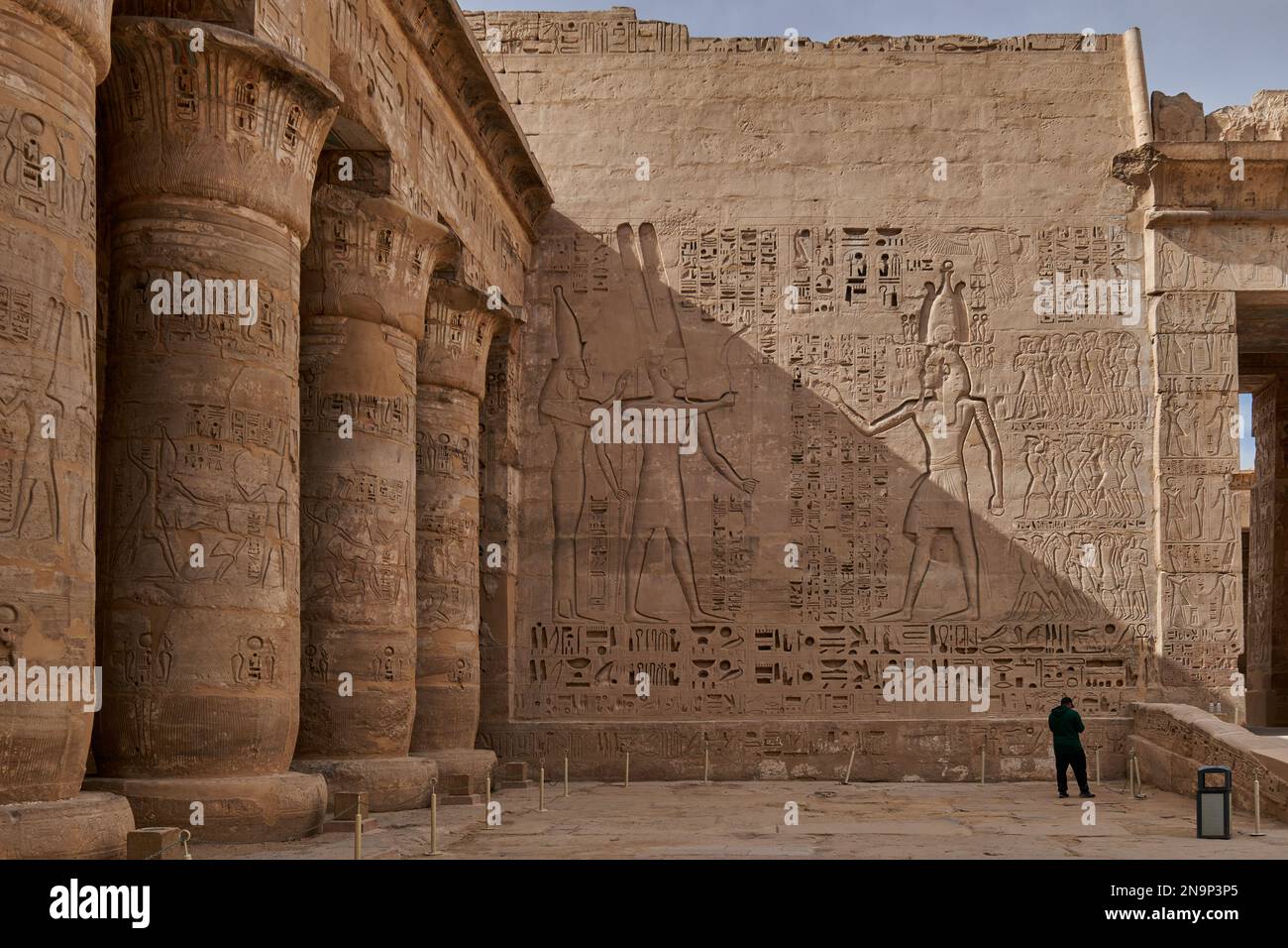Mortuary Temple of Ramesses III at Medinet Habu in Luxor, Egypt showing Columns in the First ...
