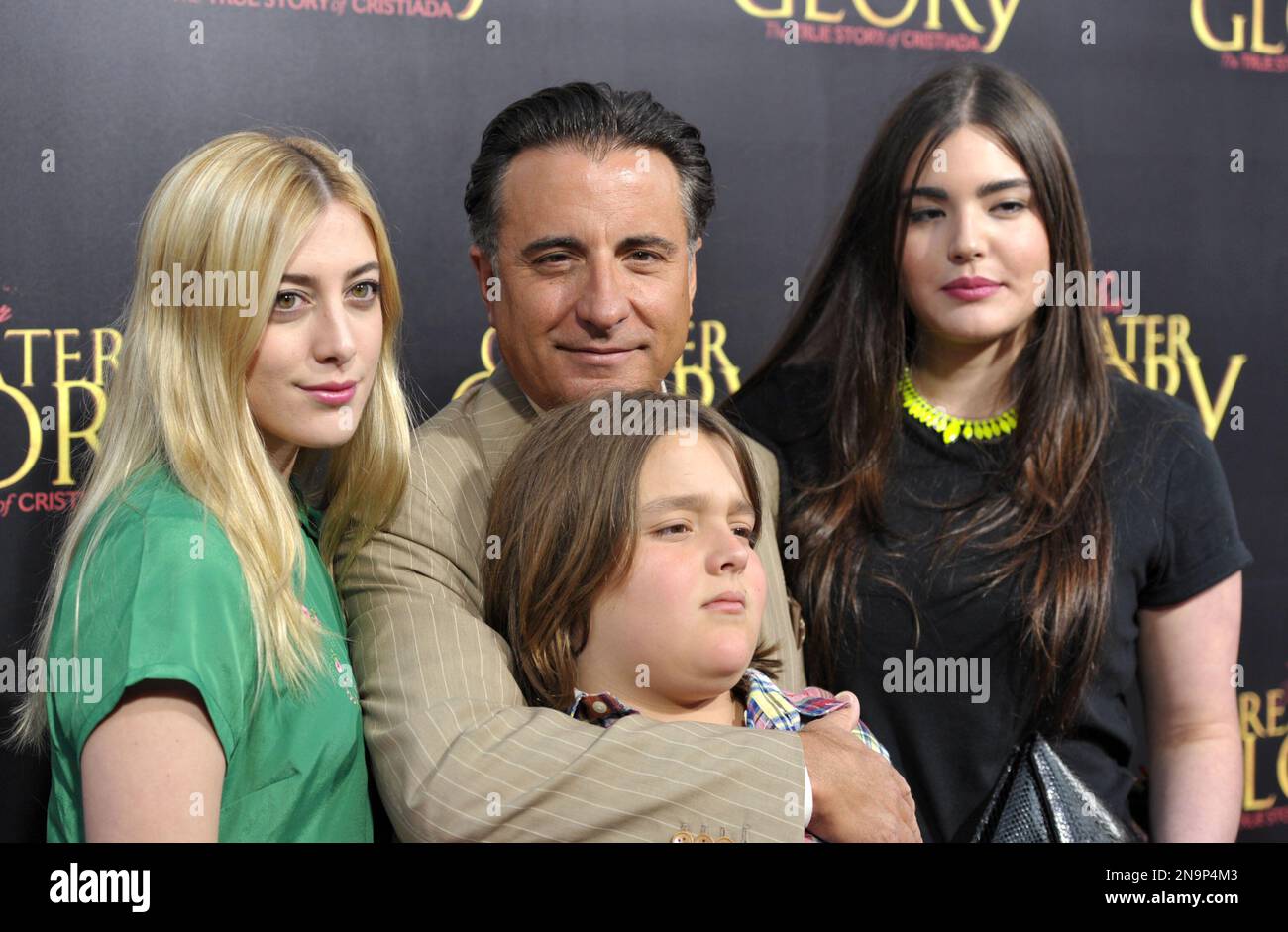 Andy Garcia, c, and his family attend the premiere of "For Greater ...