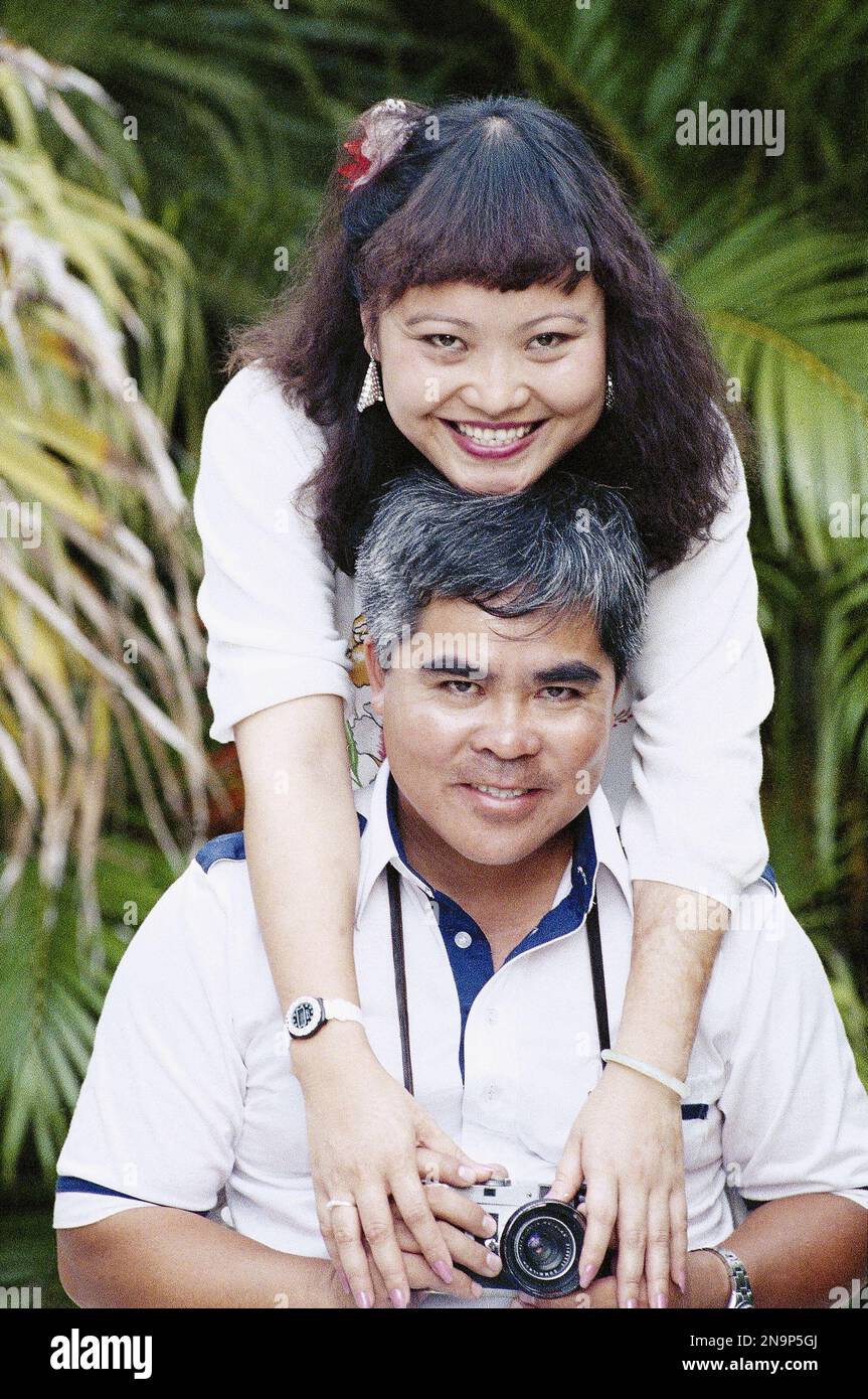 FILE - In this Aug. 17, 1989 file photo, Phan Thi Kim Phuc embraces ...