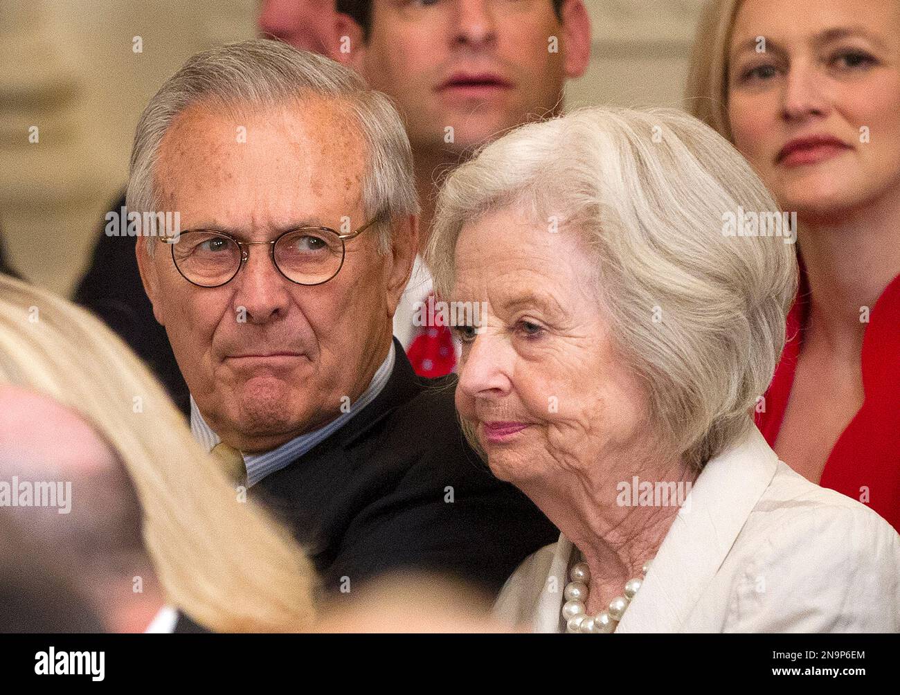 Former Defense Secretary Donald Rumsfeld, and his wife Joyce Rumsfeld ...