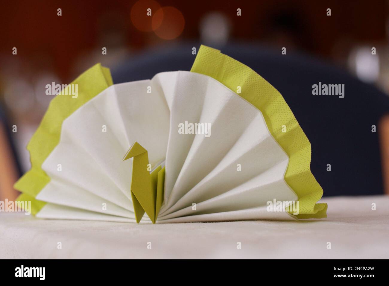 origami peacock napkin table decoration Stock Photo - Alamy