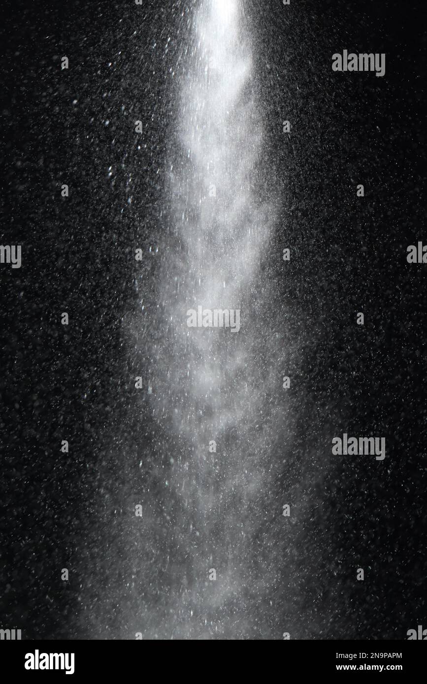 Focused flow of powder for teeth cleaning. Modern dentistry. Air-powder ...