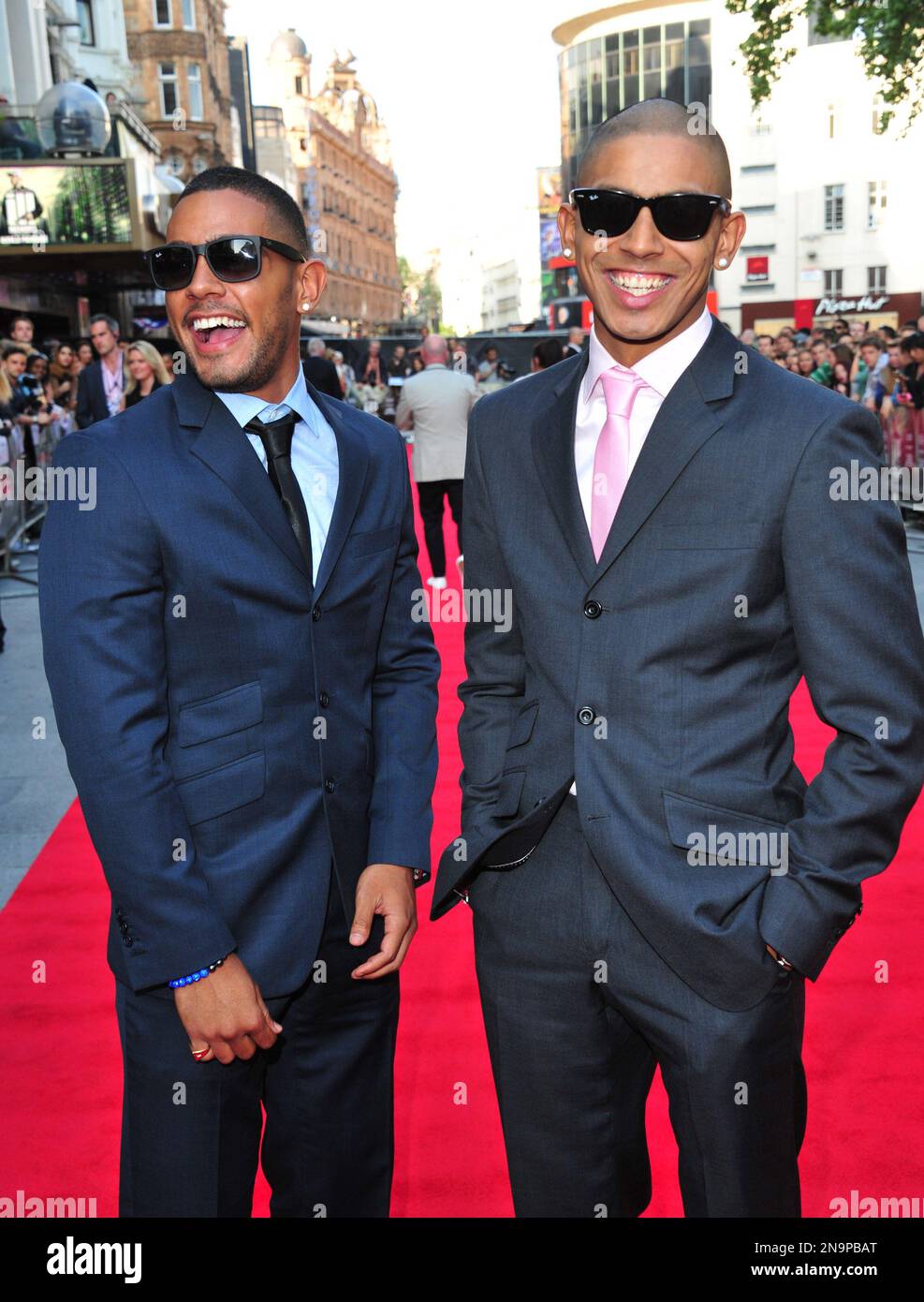 Nick Sagar and Joshua Osei, right, arrive at the world premiere of iLL ...