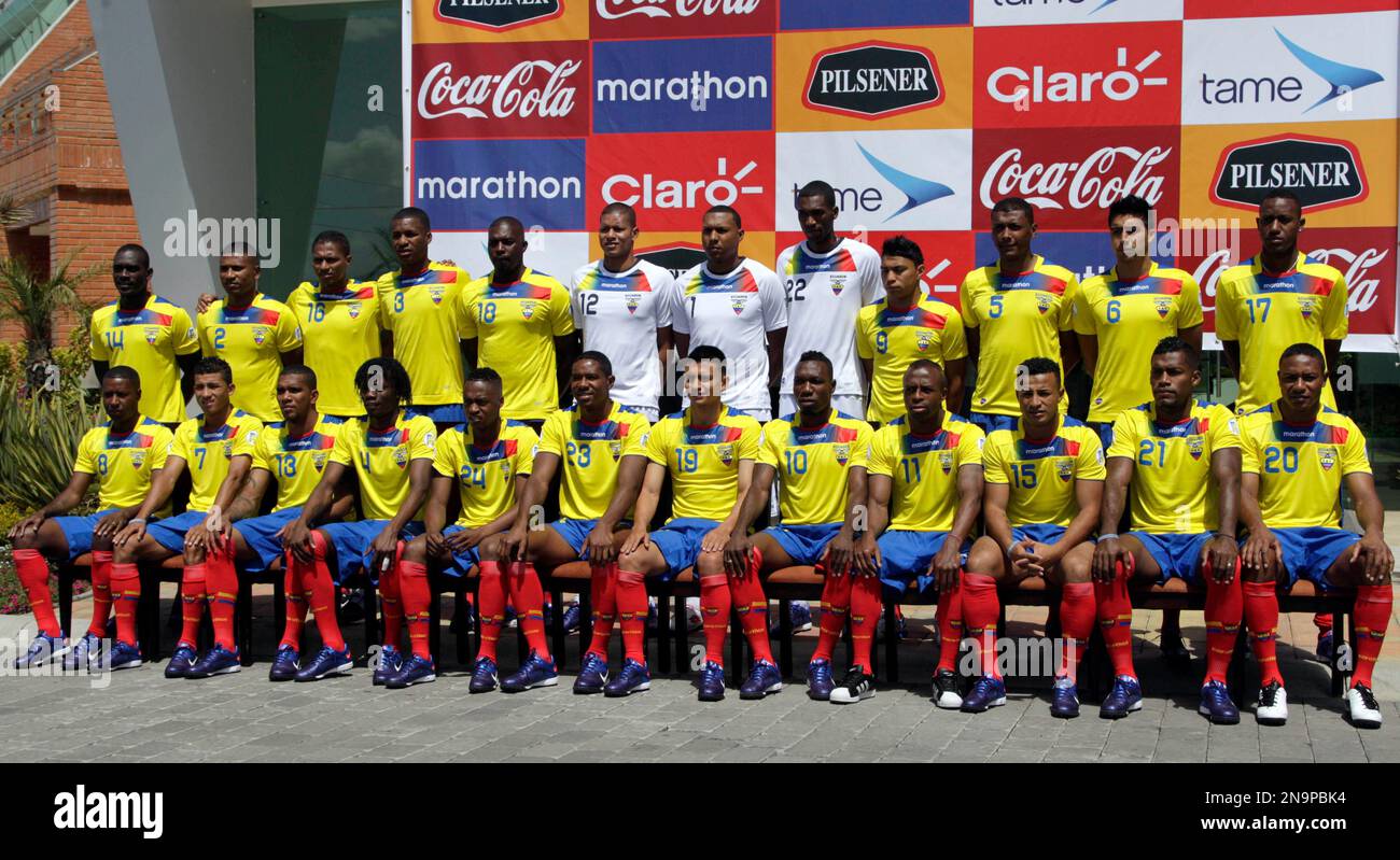 Ecuador's national soccer team memebers pose for pictures in Quito ...