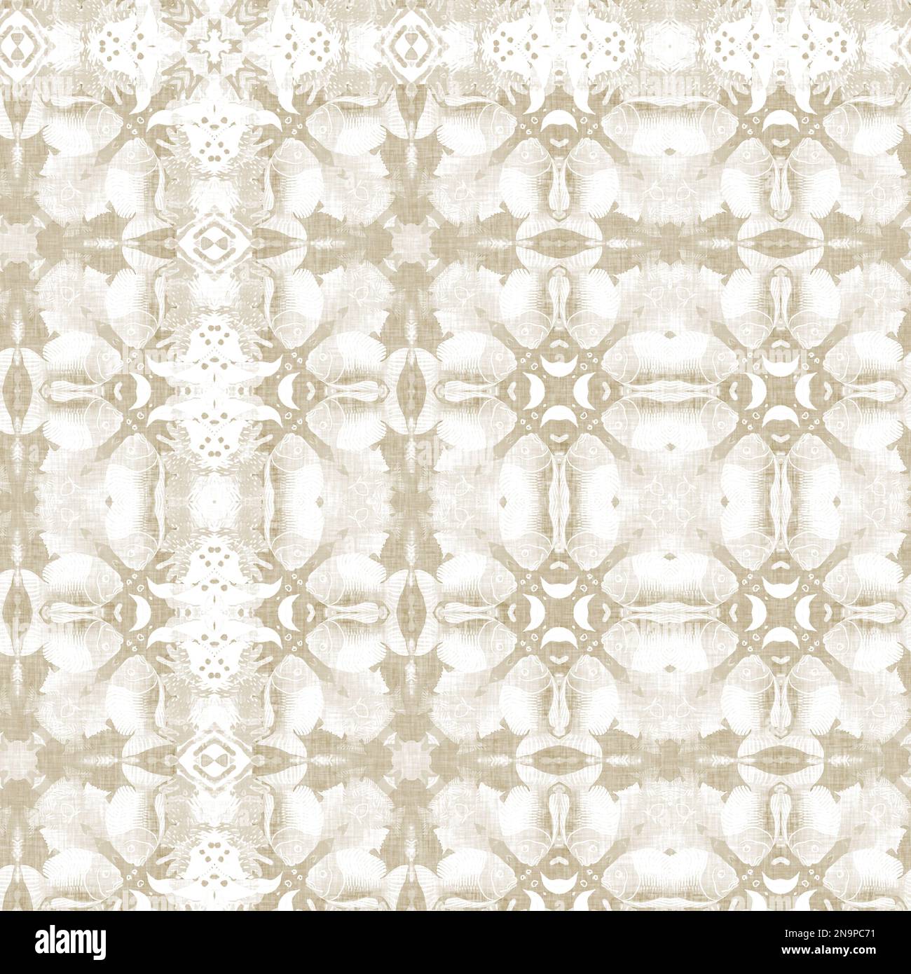 Ecru natural linen effect patterned coastal geo background. Seamless ...