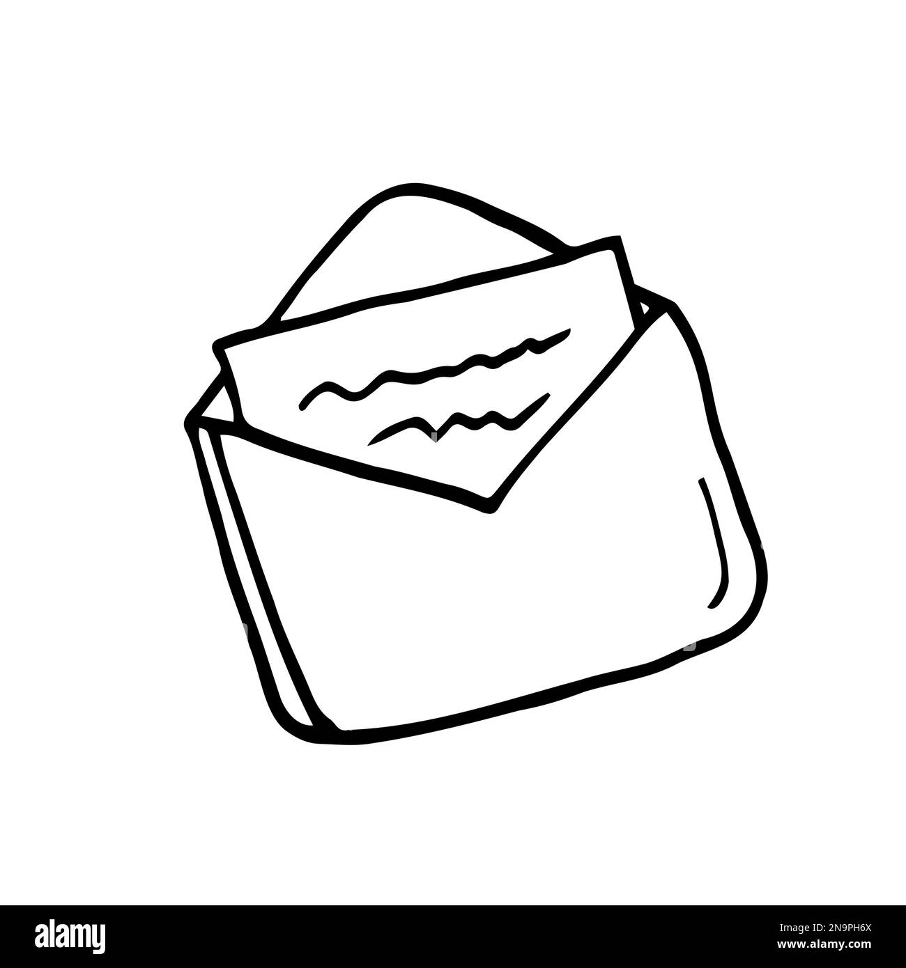 Vector illustration. Hand drawn doodle of opened envelope. Cartoon ...