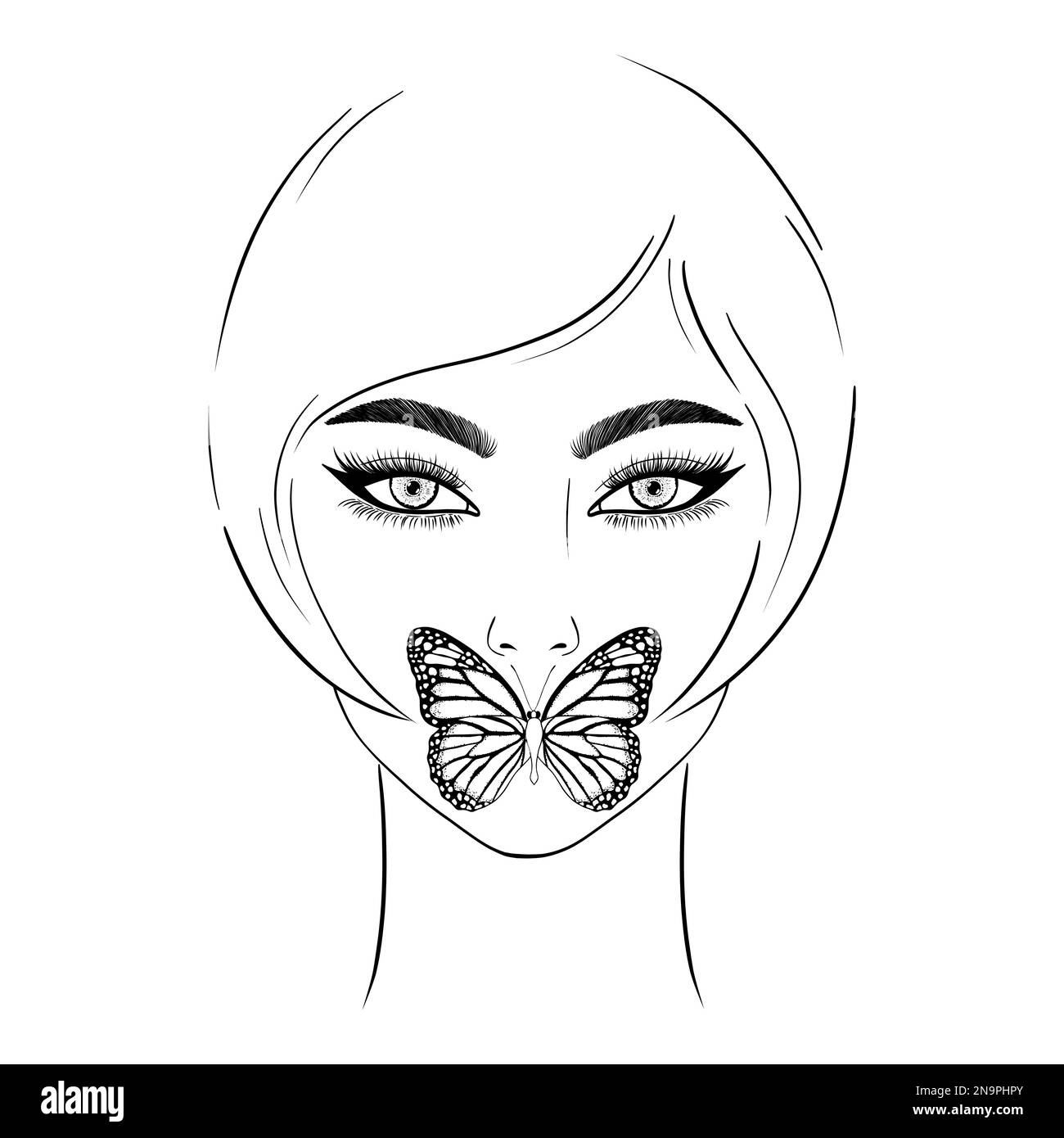 Woman face and butterfly Stock Vector Image & Art - Alamy