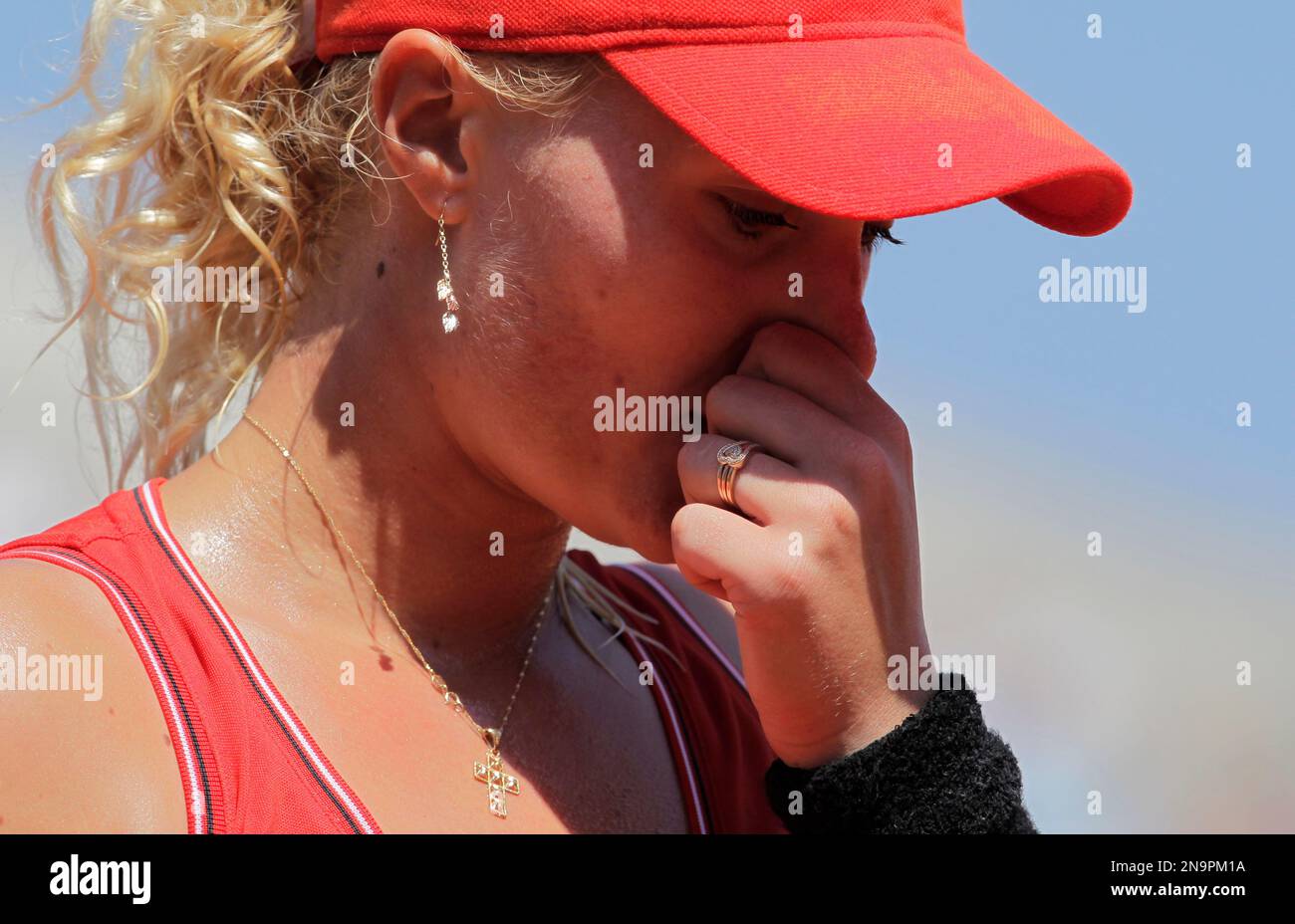 France's Kristina Mladenovic reacts as she plays Slovakia's Dominika ...