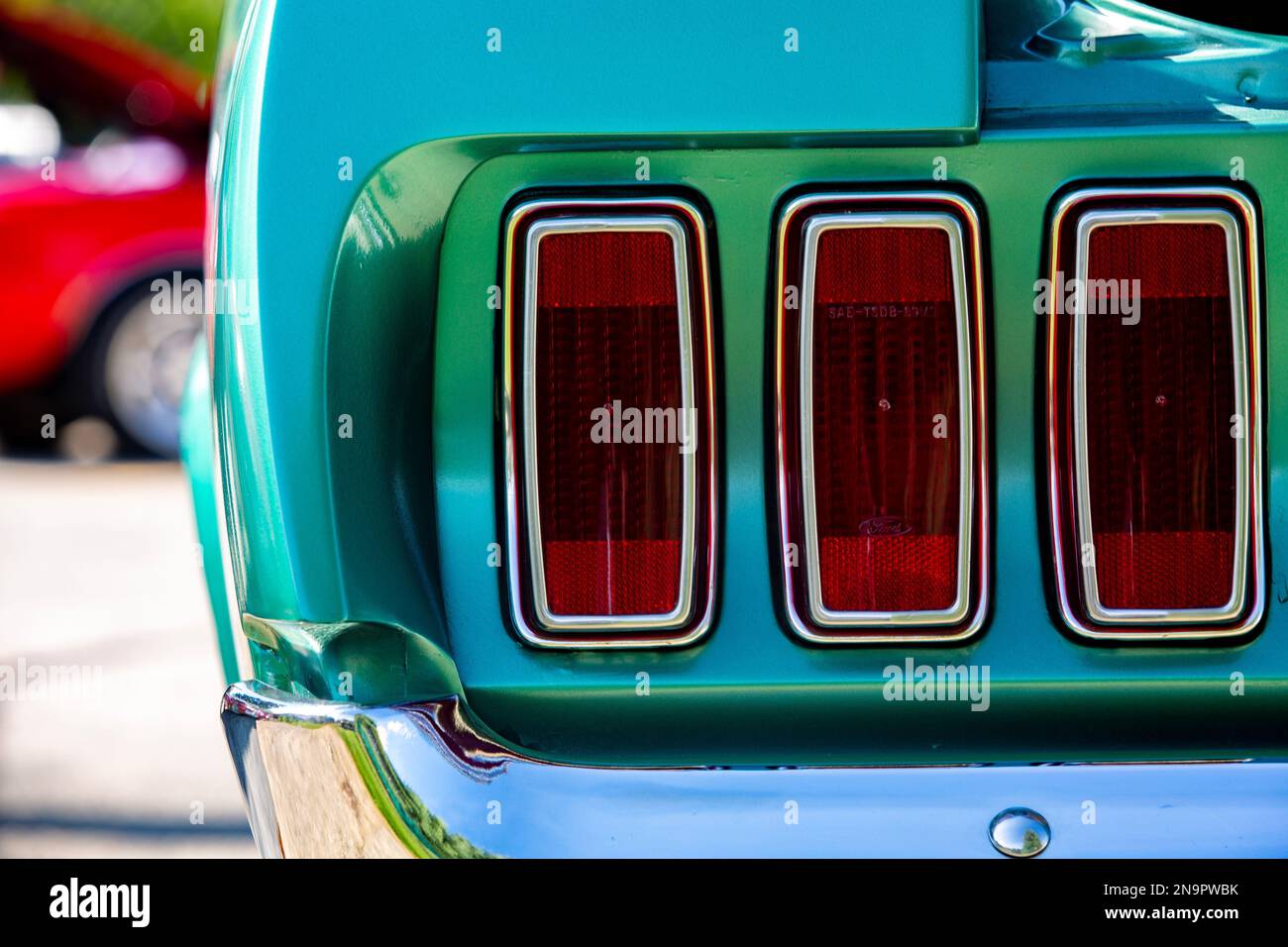 A back view of the lights of a classic Ford Mustang car Stock Photo - Alamy