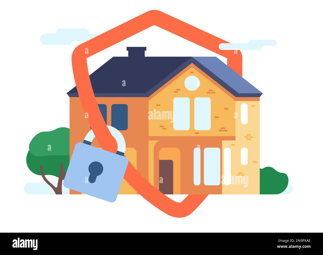 Secure home. House protection with safety system. Insured mansion ...