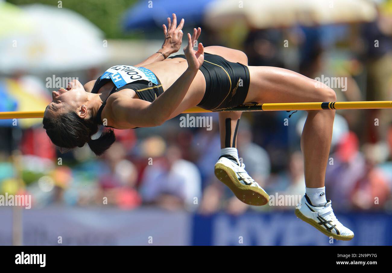 New Zealand's Sarah Cowley competes during the high jump during the ...