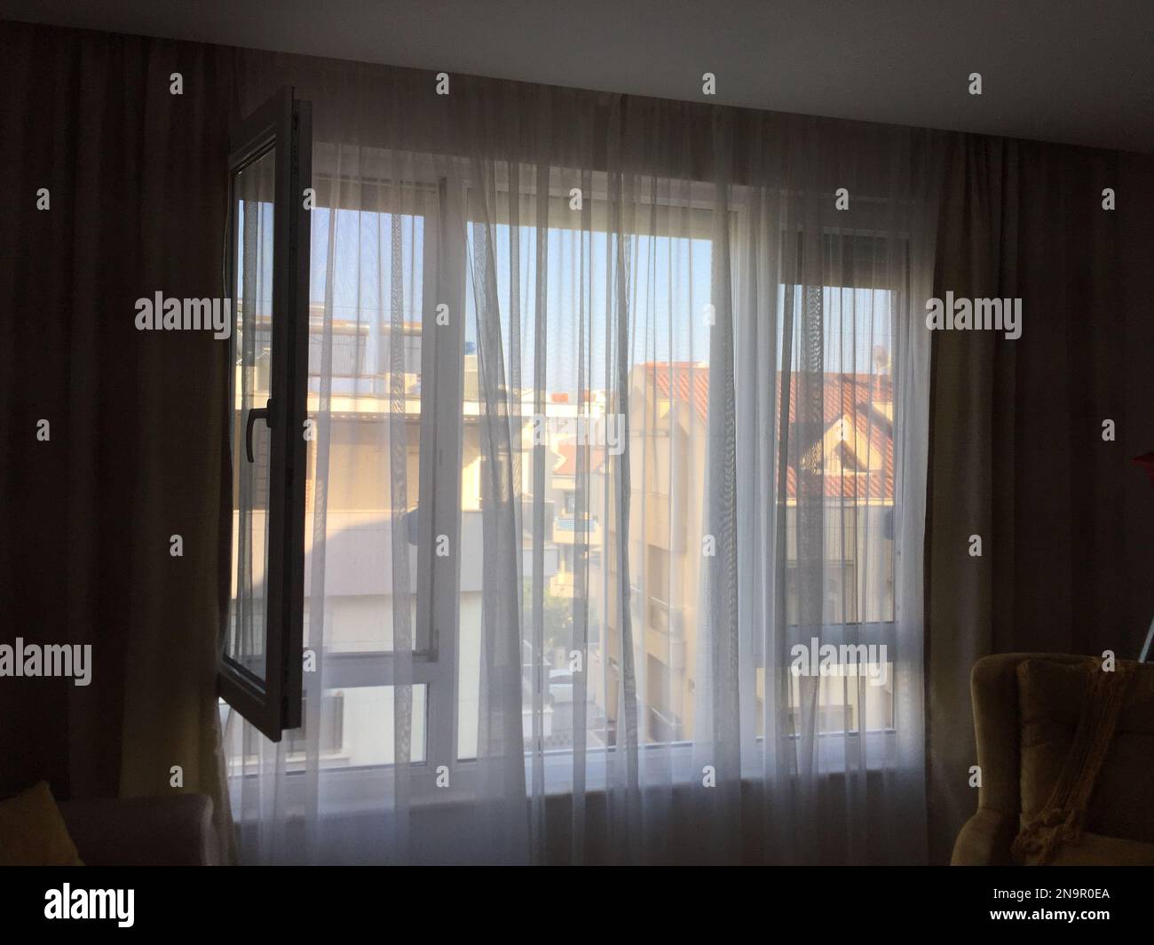Glass door with curtains hi-res stock photography and images - Alamy