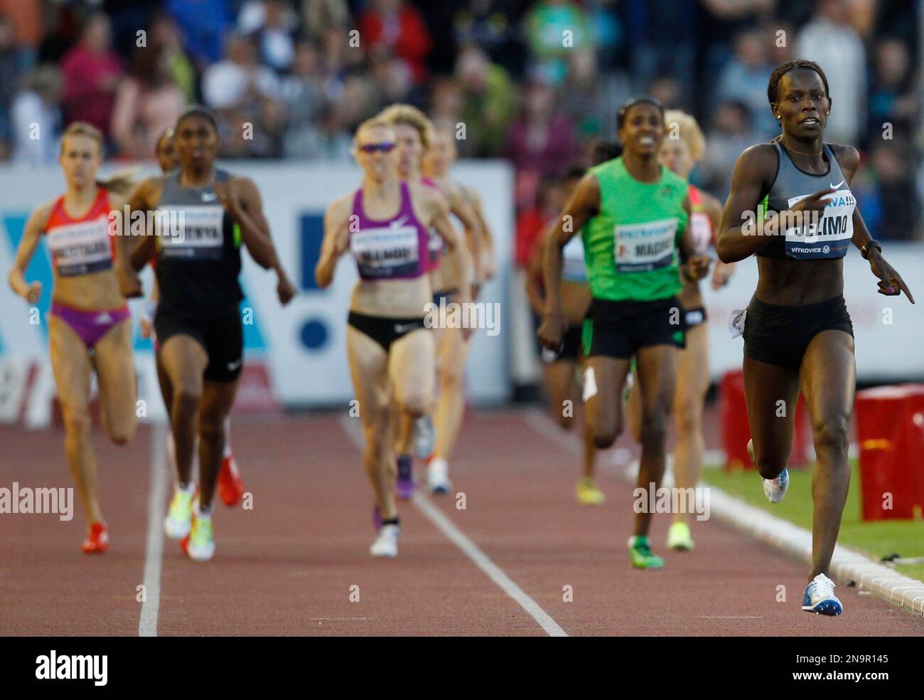 Kenya's Pamela Jelimo, right, competes to win the Women's 800m race at ...