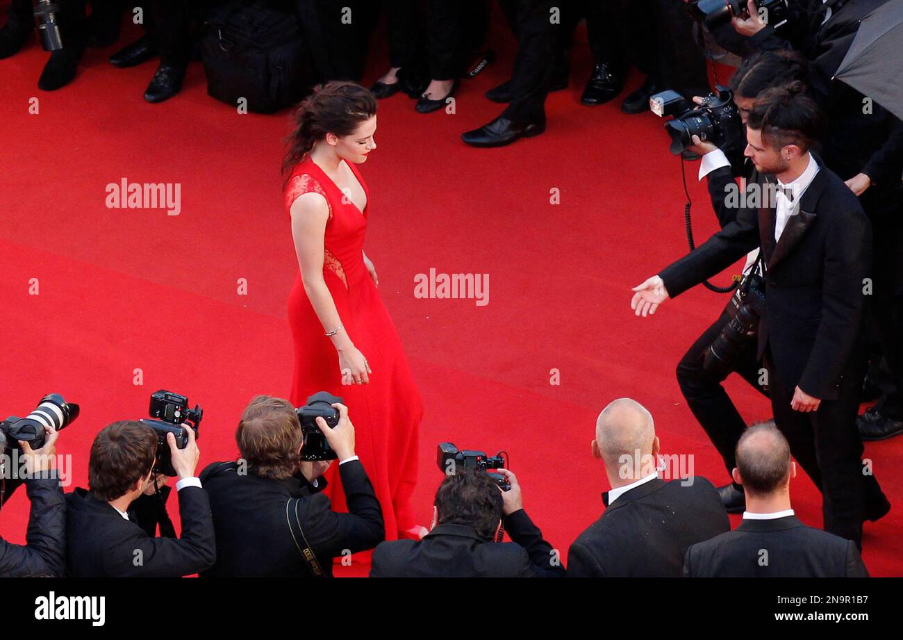 Actress Kristen Stewart, center, arrives for the screening of ...