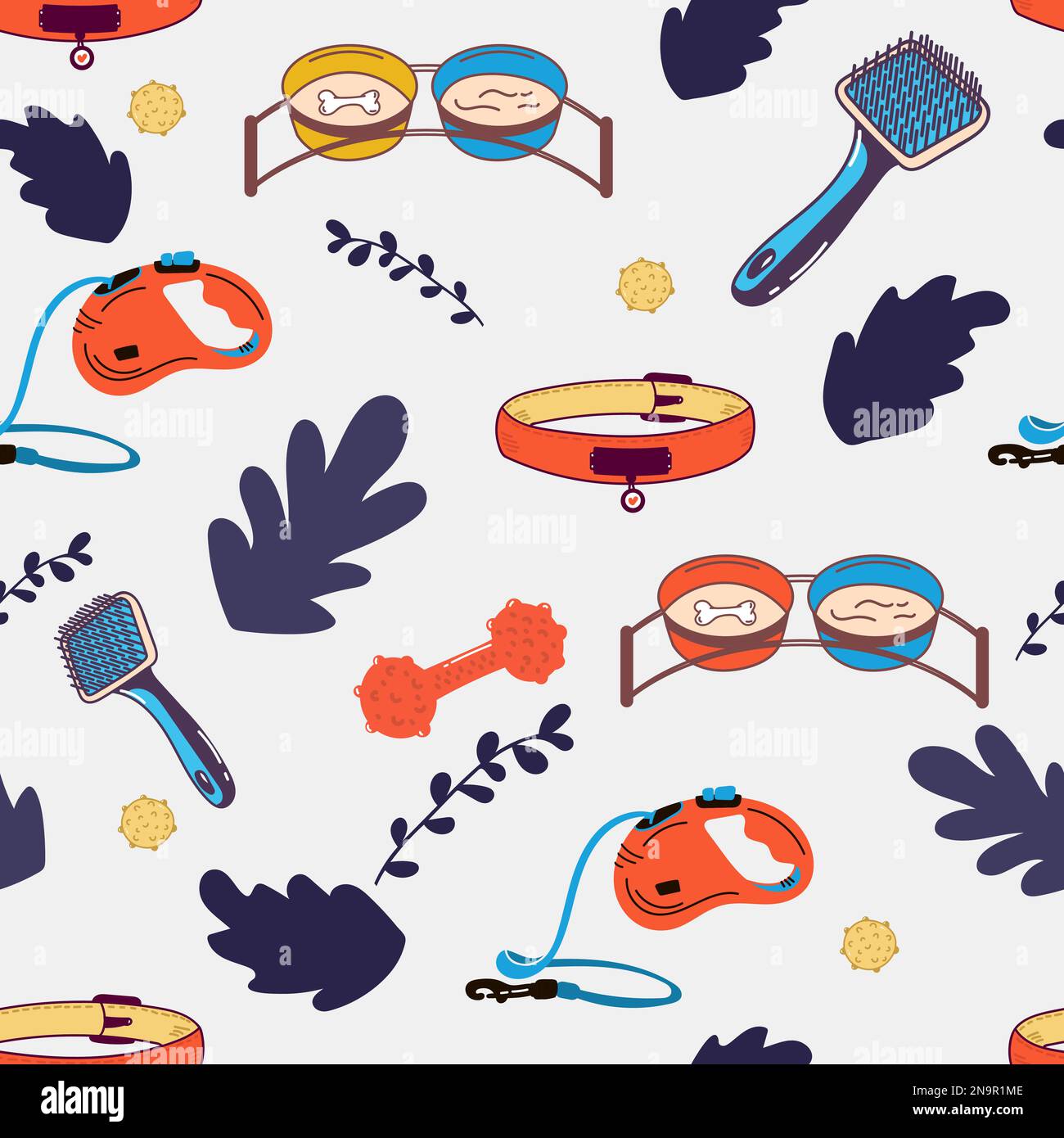 Seamless pattern with hand drawn dogs items. Animals pattern. Dogs ...