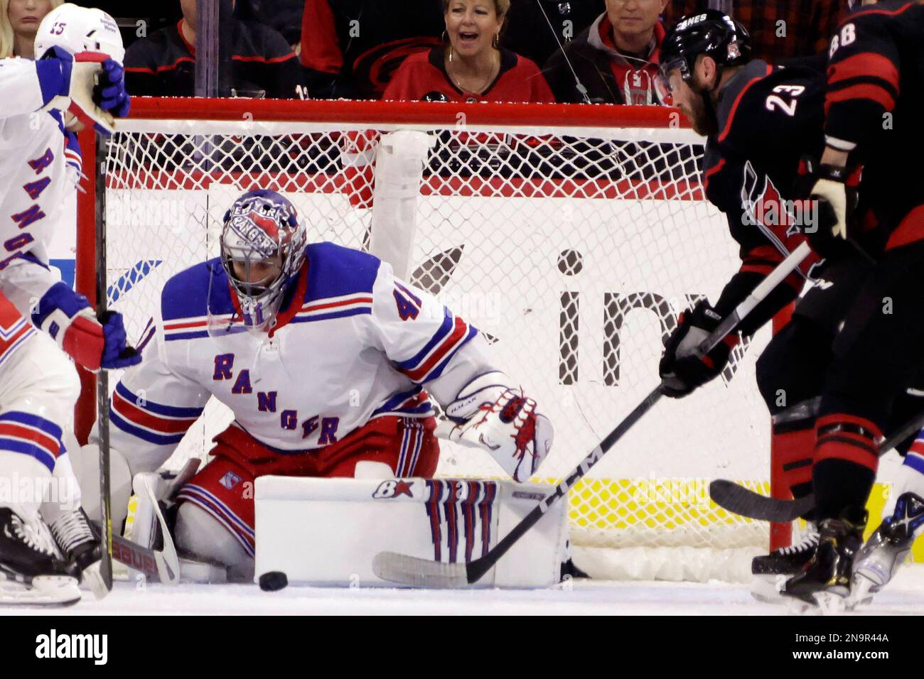 New York Rangers goaltender Jaroslav Halak (41) stops a shot by ...