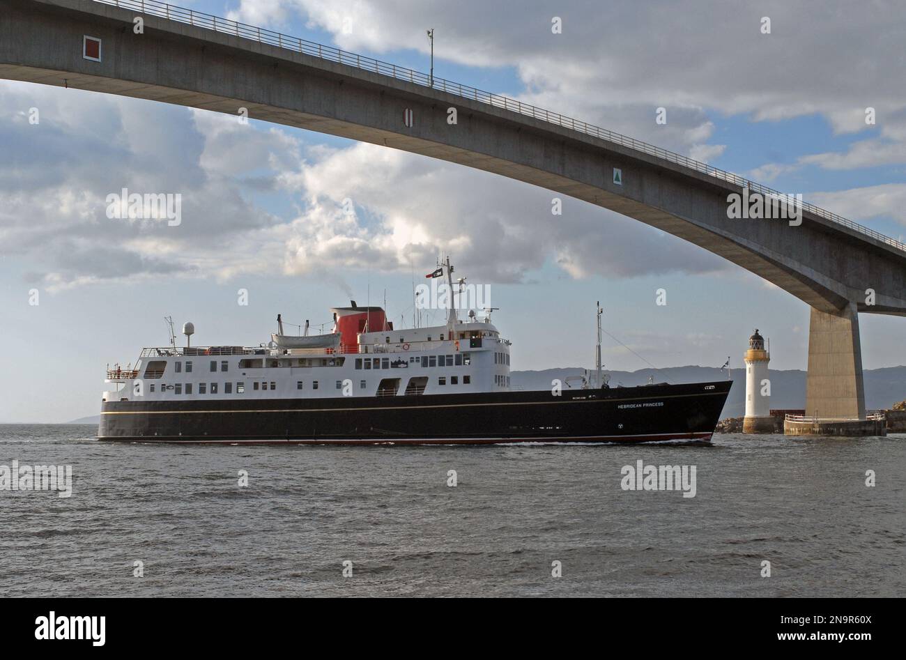 HEBRIDEAN PRINCESS passing EILEAN BAN LIGHTHOUSE, cruising under the ...