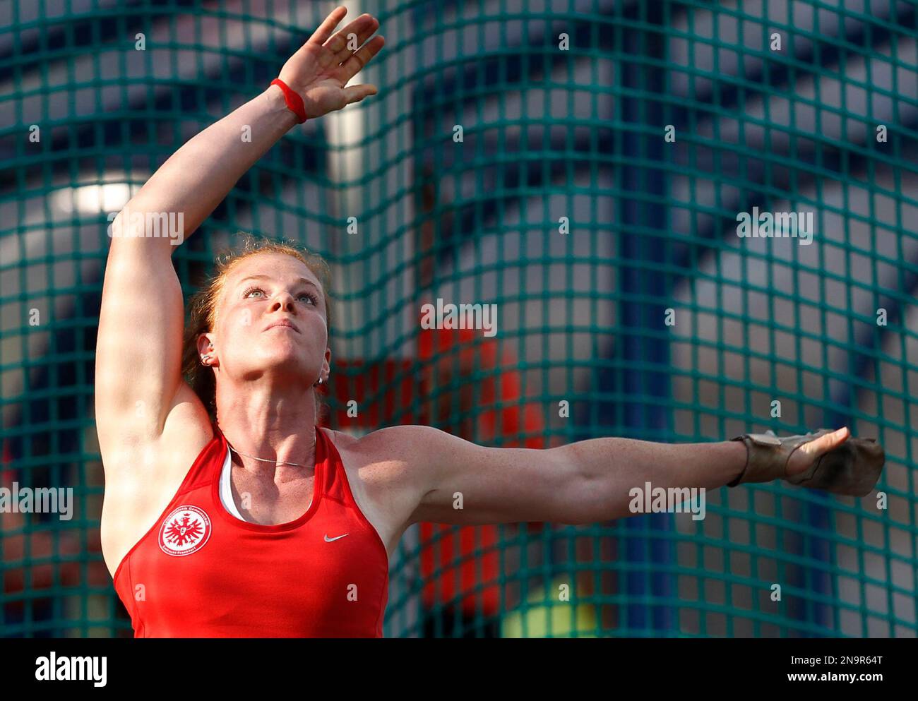 Betty Heidler from Germany competes to win the women's hammer throw ...