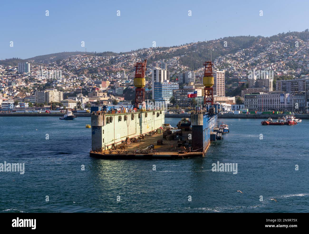 Valparaiso, Chile - 22 January 2023: Floating dock owned by Sociber in ...