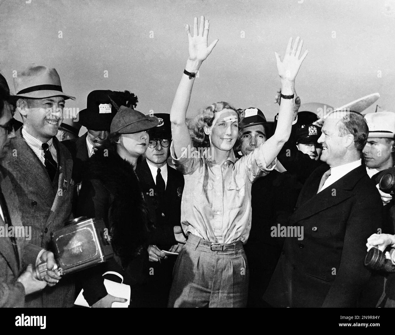 British aviator Beryl Markham acknowledges the greetings of the ...