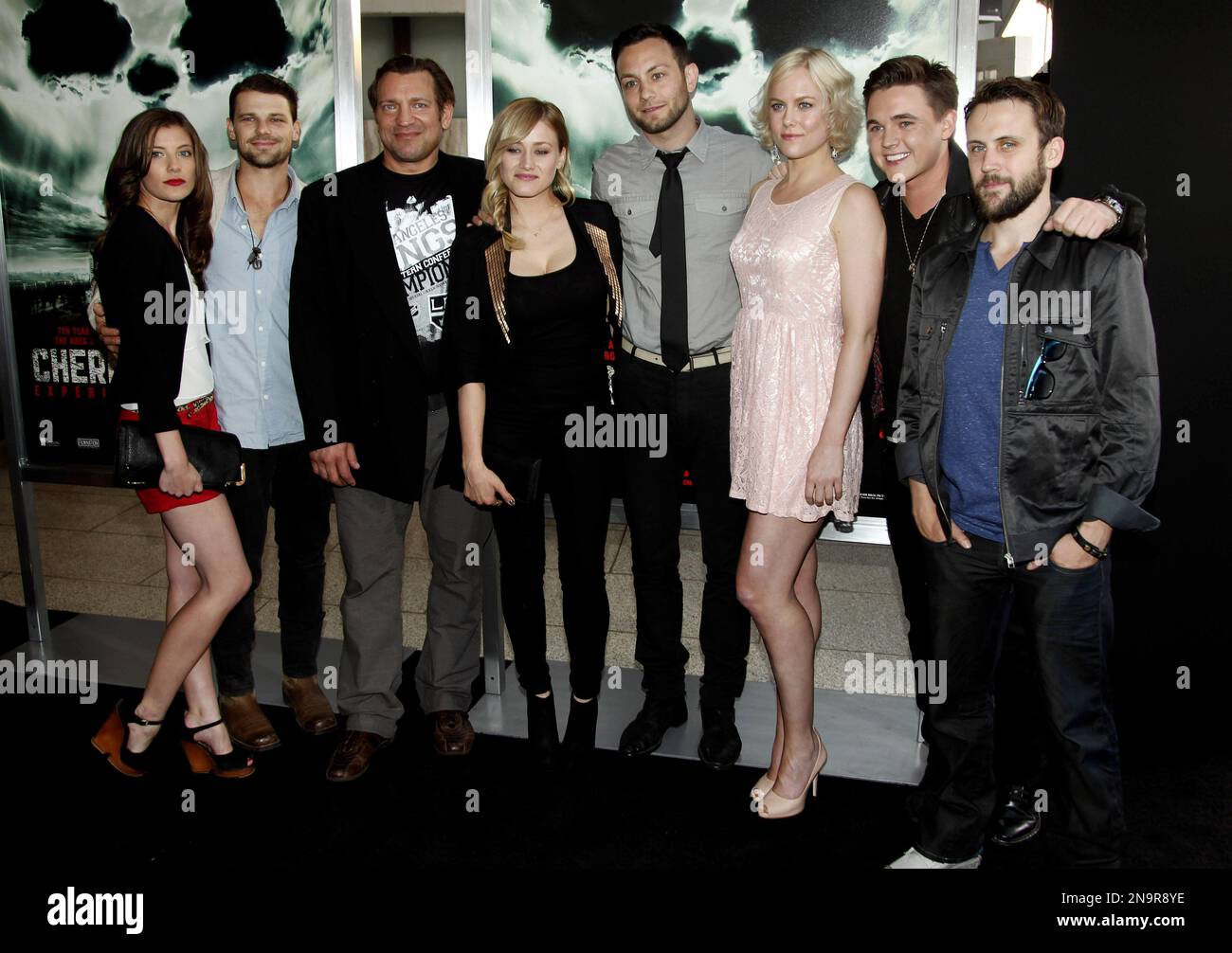 From left, cast members Devin Kelley, Nathan Phillips, Dimitri ...