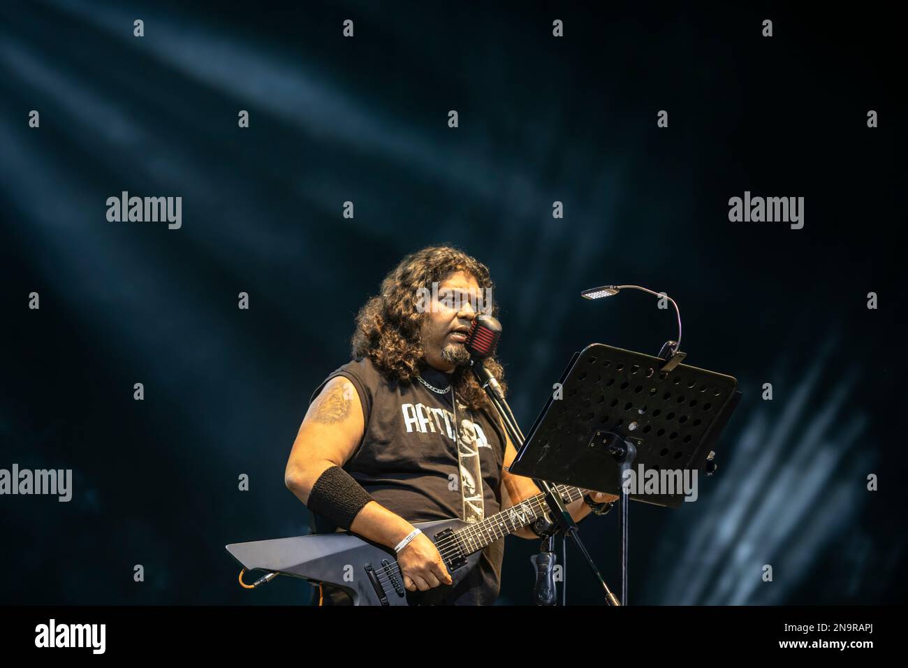 Dhaka, Bangladesh. 11th Feb, 2023. Vocalist of Artcell, George Lincoln D'costa performs at the ...