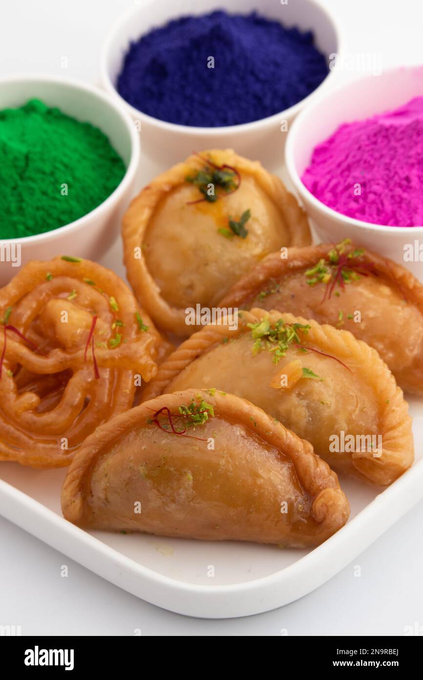 Assorted Indian Mithai Jalebi, Jilebi, Zalebi, Gujiya, Gujia, Karanji ...