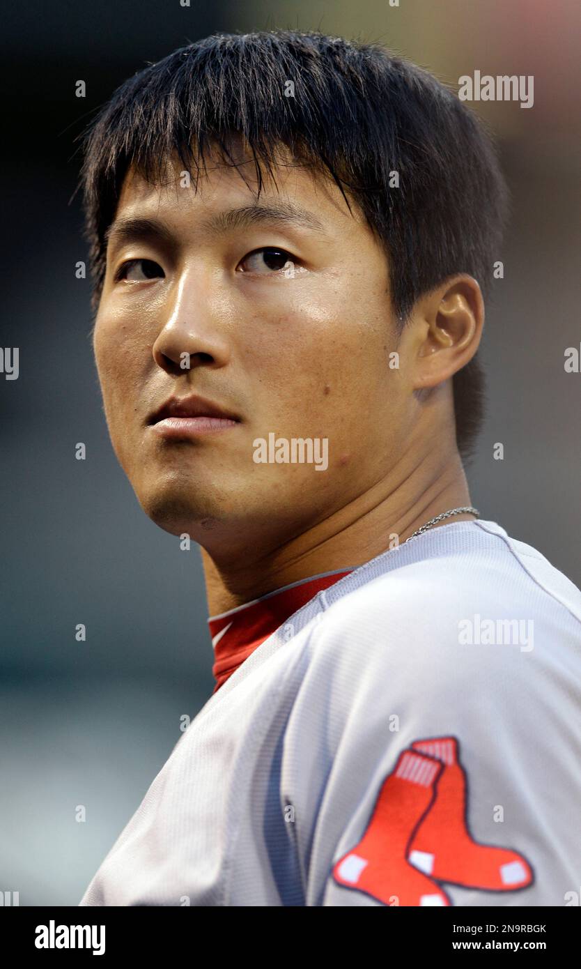 Boston Red Sox outfielder Che-Hsuan Lin, of Taiwan, looks on from the ...