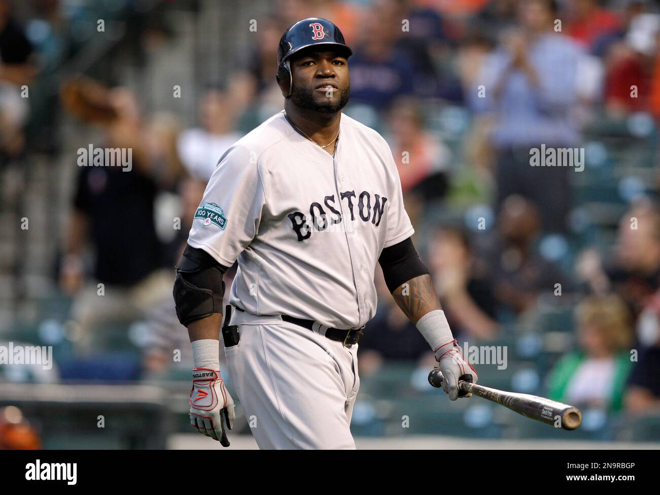 Boston Red Sox designated hitter David Ortiz walks off the field after ...