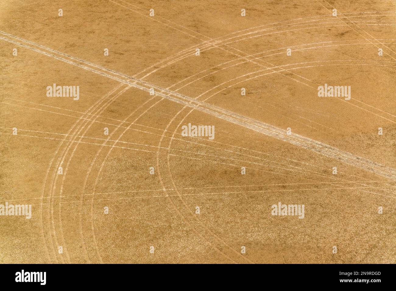 Car tire tracks on a salt pan; Wyndham, Western Australia, Australia ...