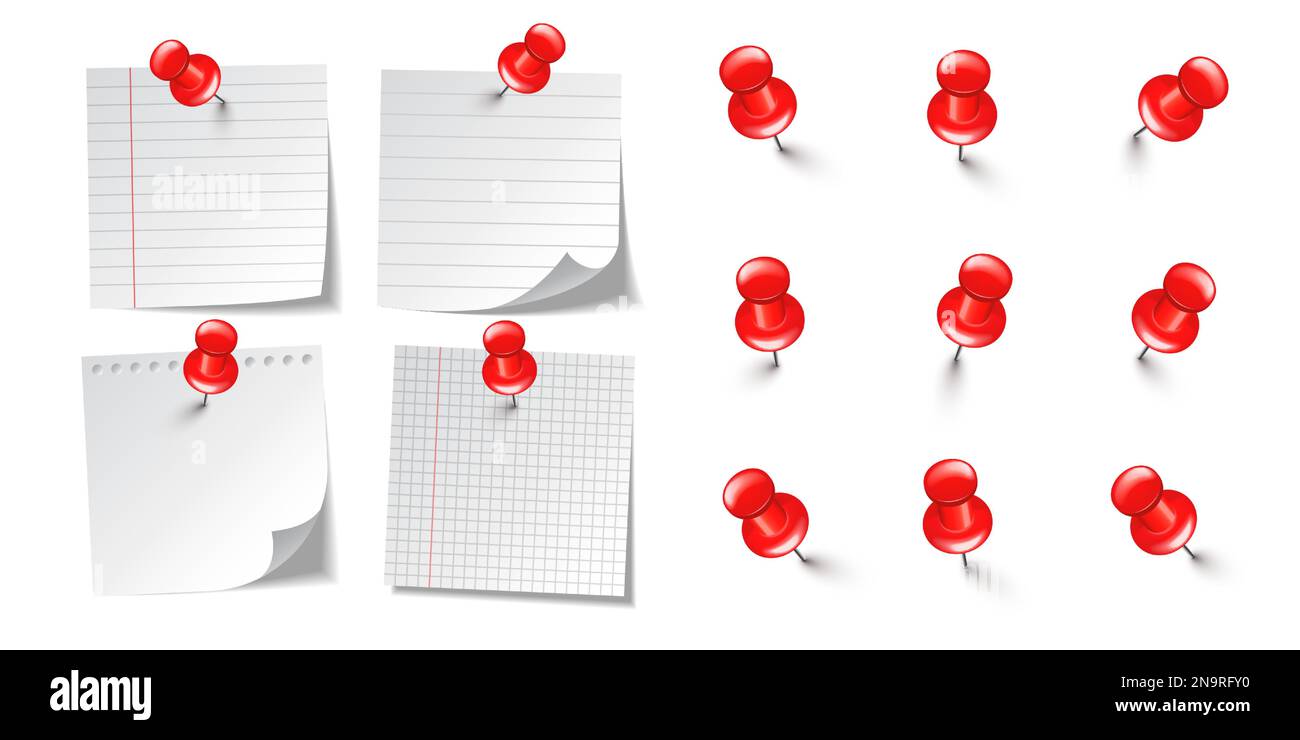 Realistic blank sticky notes isolated on white background. White sheets ...