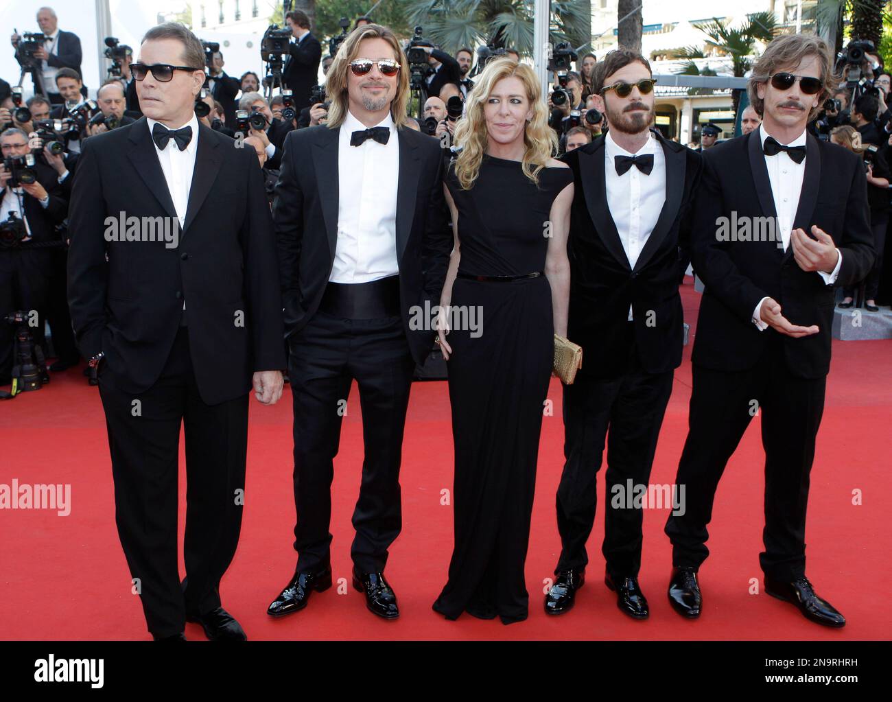 From left, actors Ray Liotta, Brad Pitt, Dede Gardner, Scoot McNairy ...