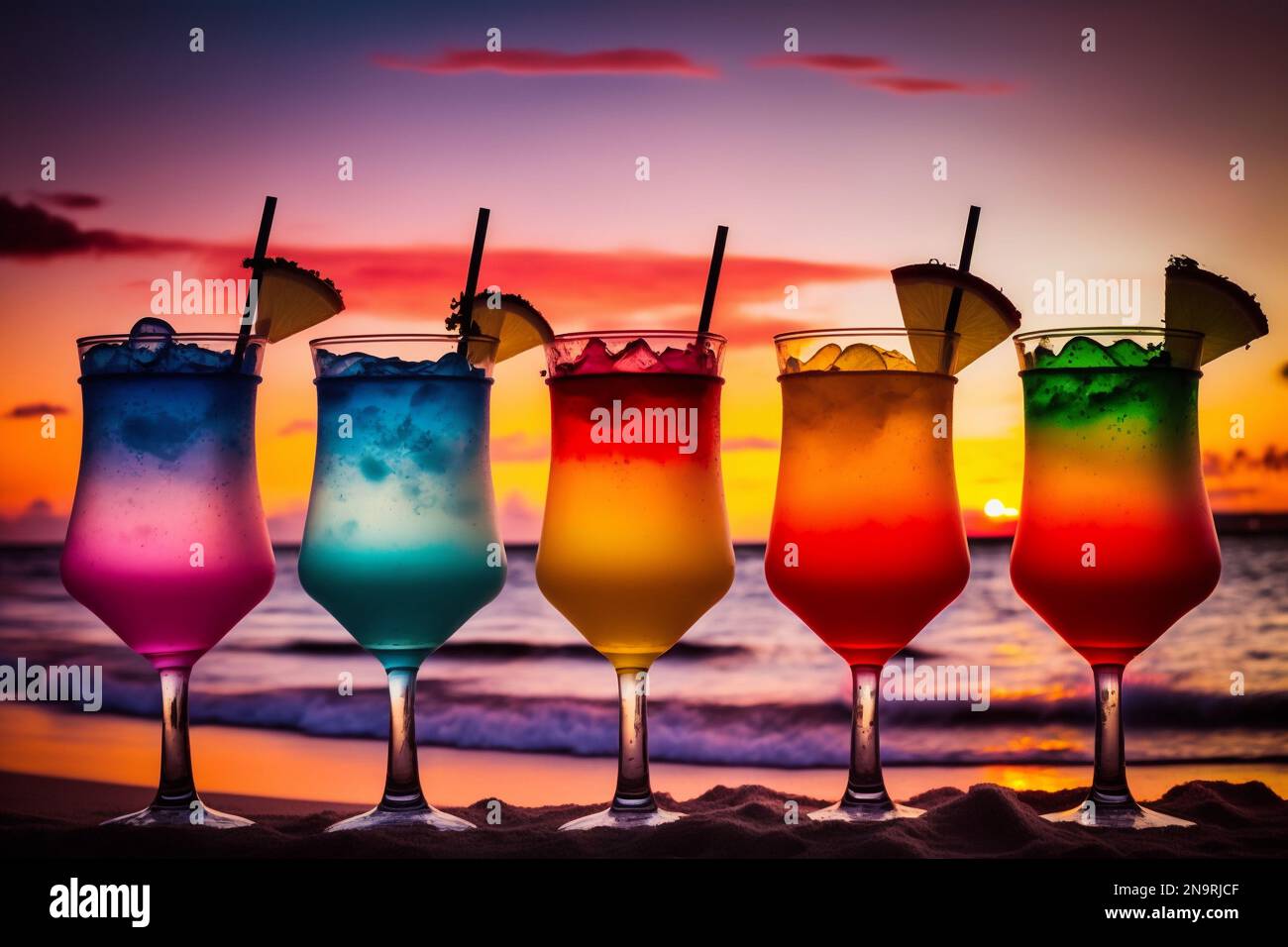 Beautiful tropical beach sunset colorful hi-res stock photography and ...