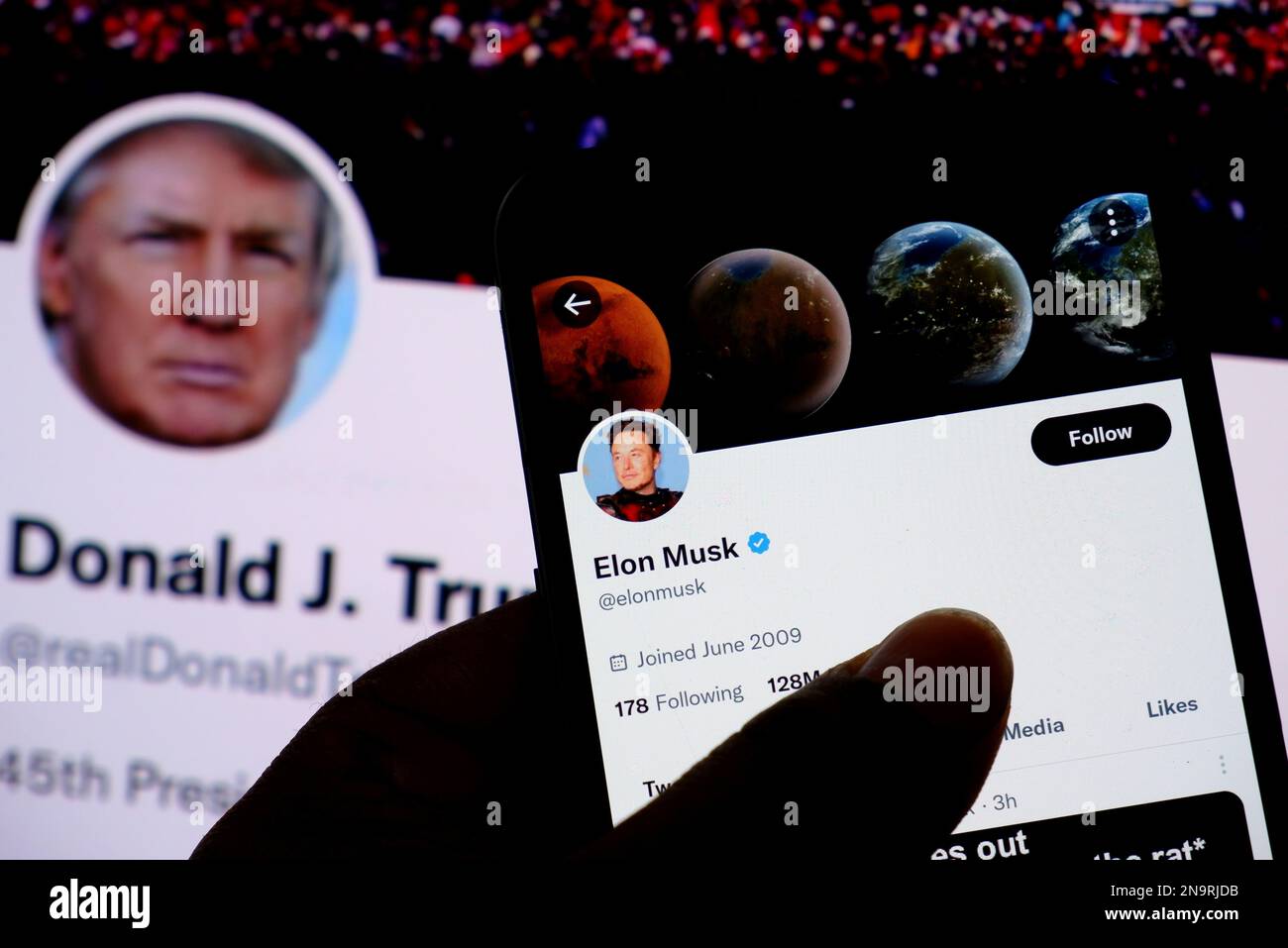 In this photo illustration, Elon Musk's twitter account is seen ...