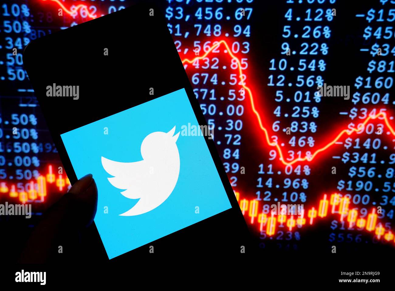 In this photo illustration, a Twitter logo is seen displayed on a ...