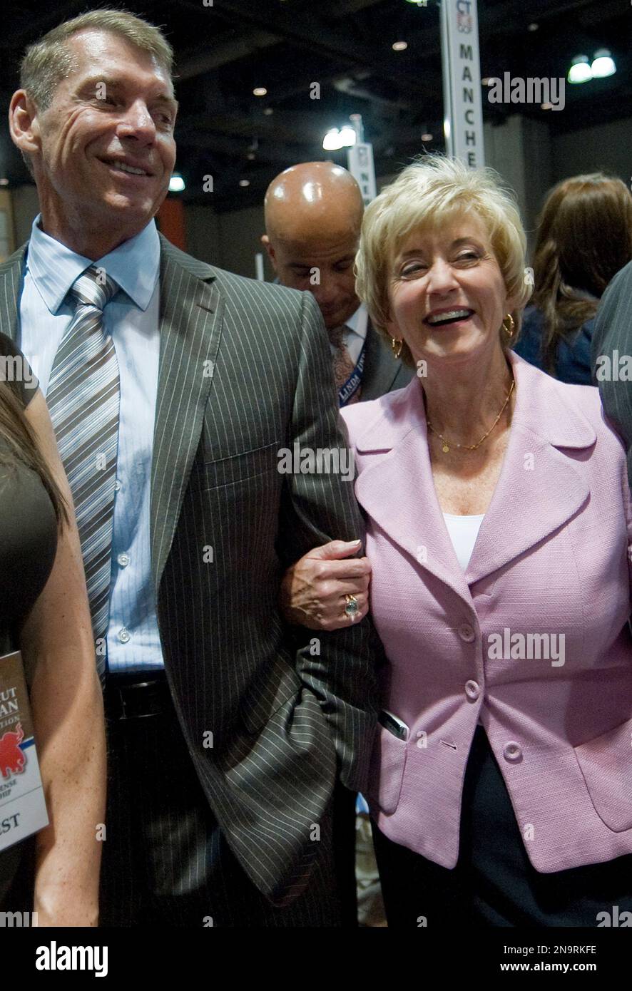 Vince McMahon, left, stands with his wife, Republican candidate for U.S ...