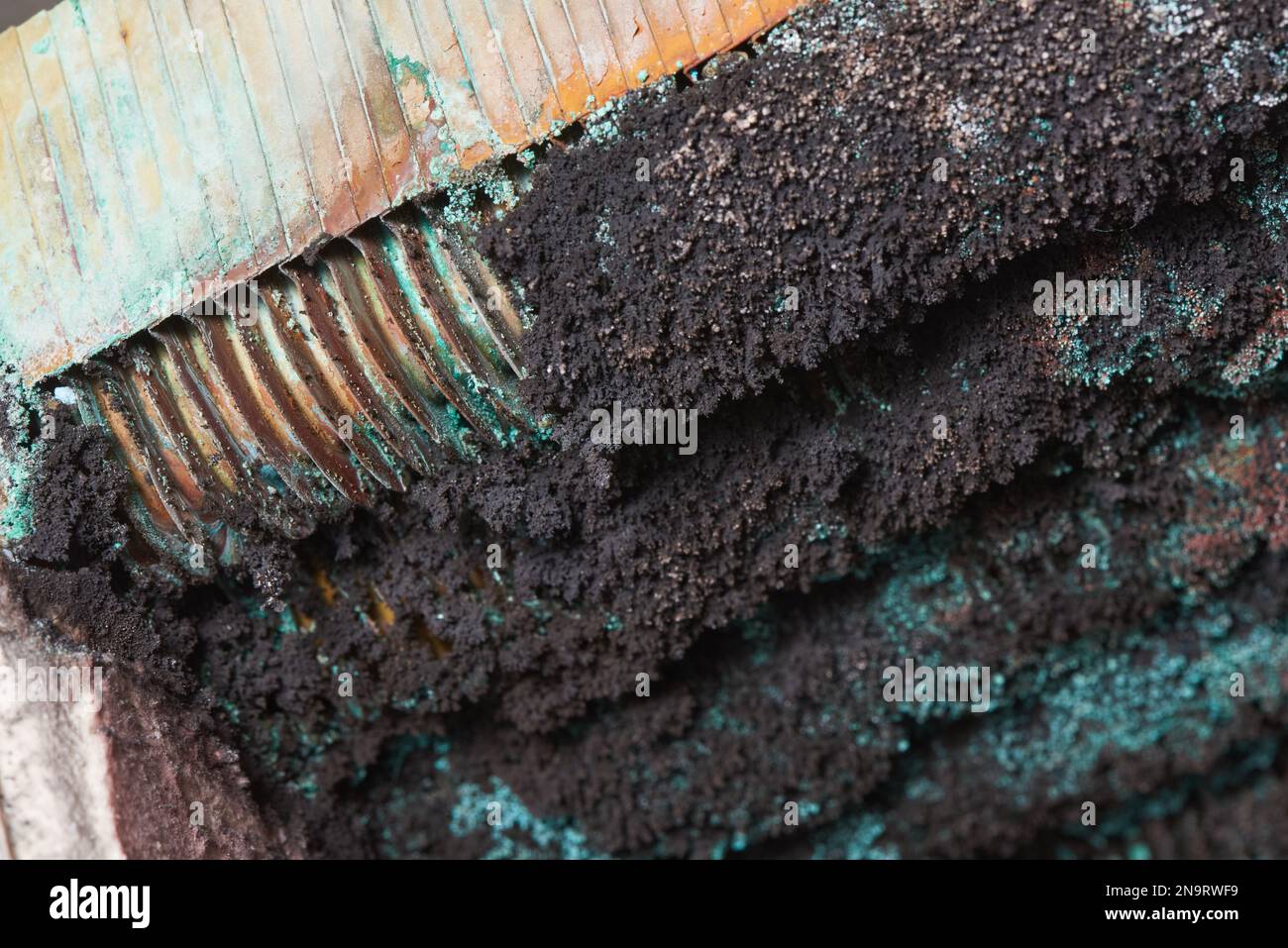 Black soot in the combustion chamber in the gas boiler Stock Photo - Alamy