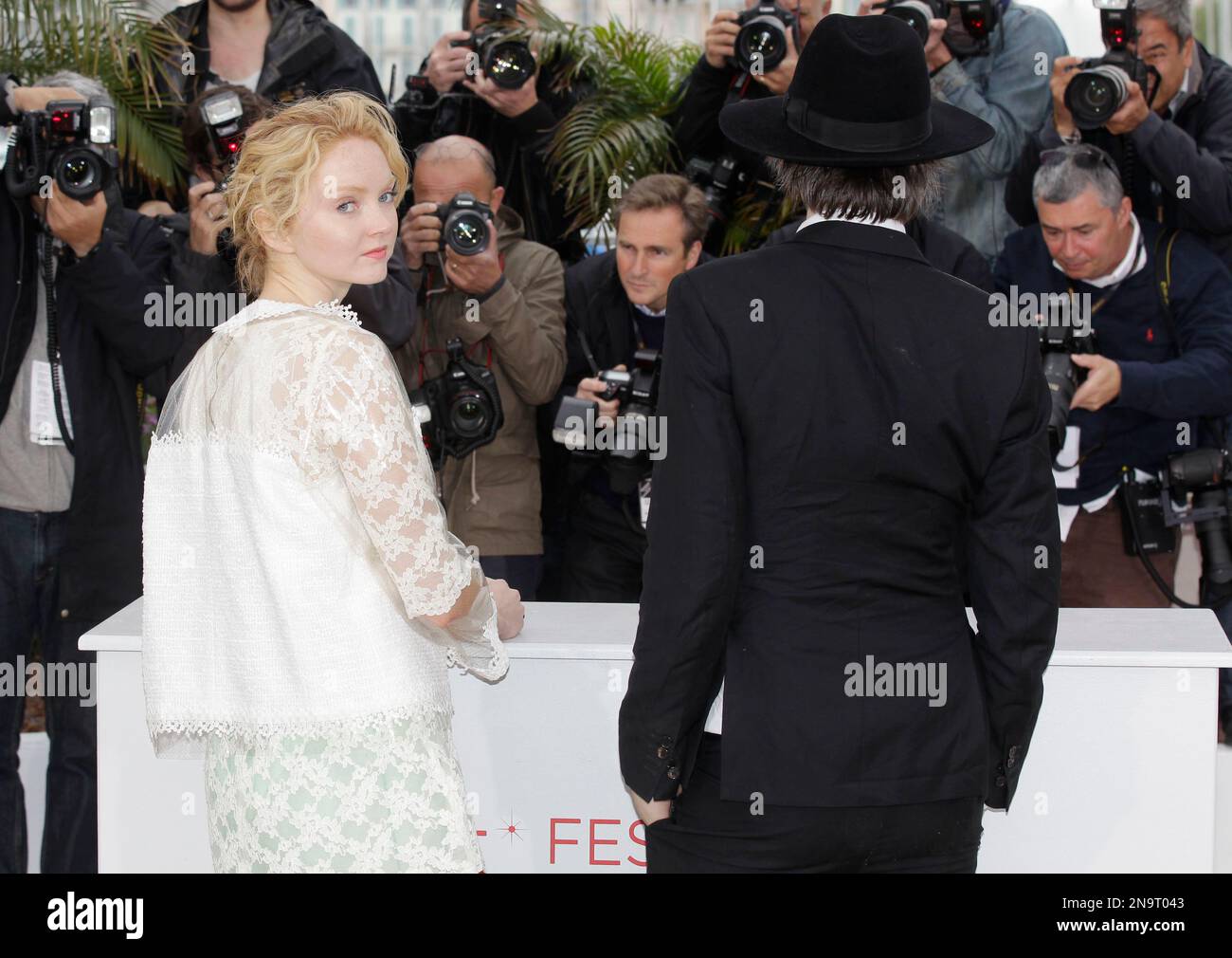 Actors Lily Cole, left, and Pete Doherty pose during a photo call for ...